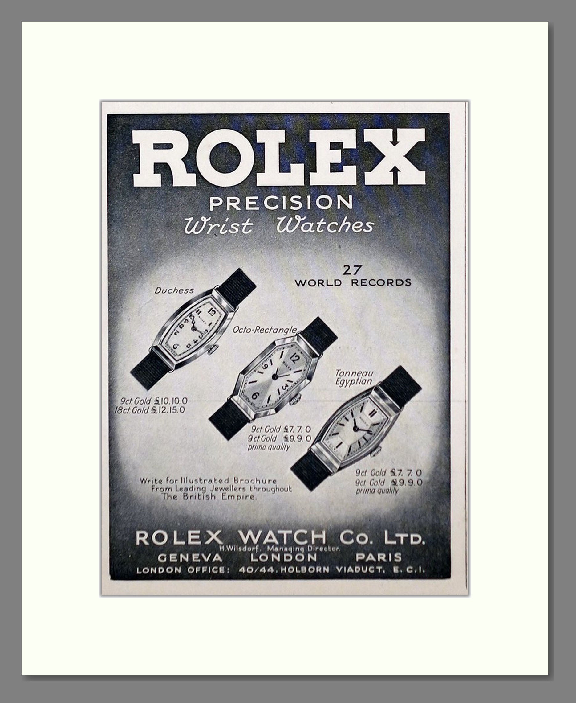 Rolex Precision Watches. Original Advert 1935 (ref AD63154) – The Nostalgia Shop