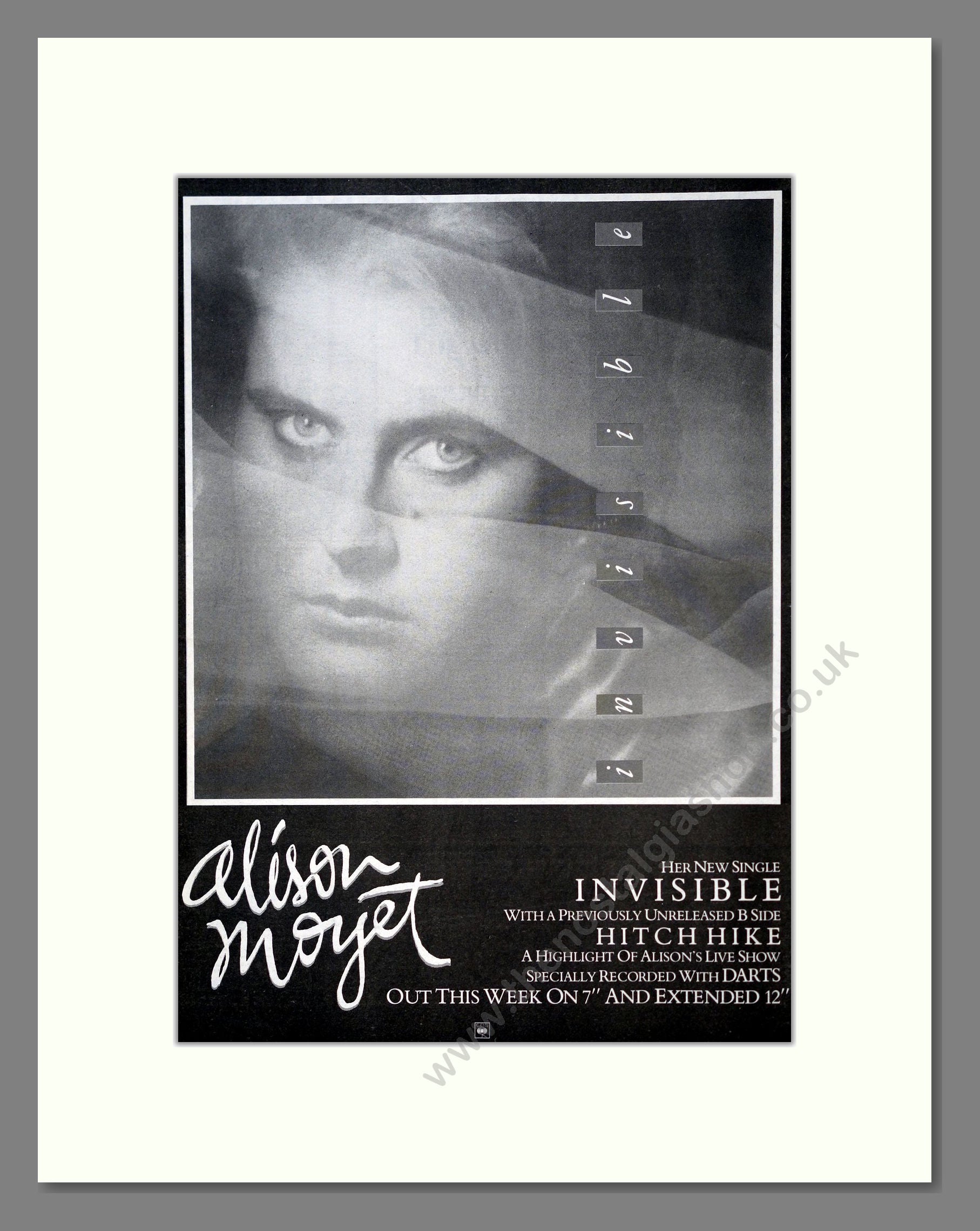 Alison Moyet - Invisible. Vintage Advert 1984 (ref AD18778) – The Nostalgia Shop