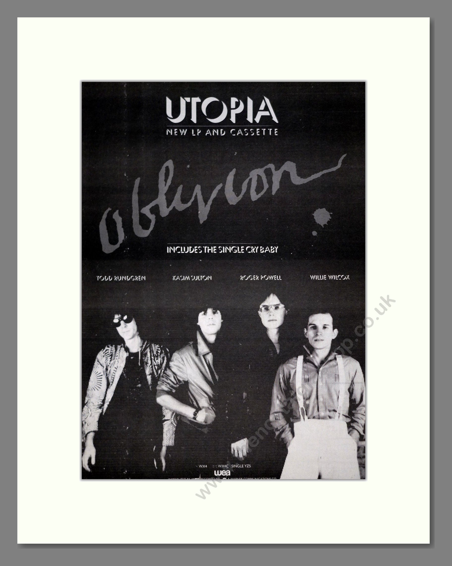 Utopia - Oblivion. Vintage Advert 1984 (ref AD20829) – The Nostalgia Shop