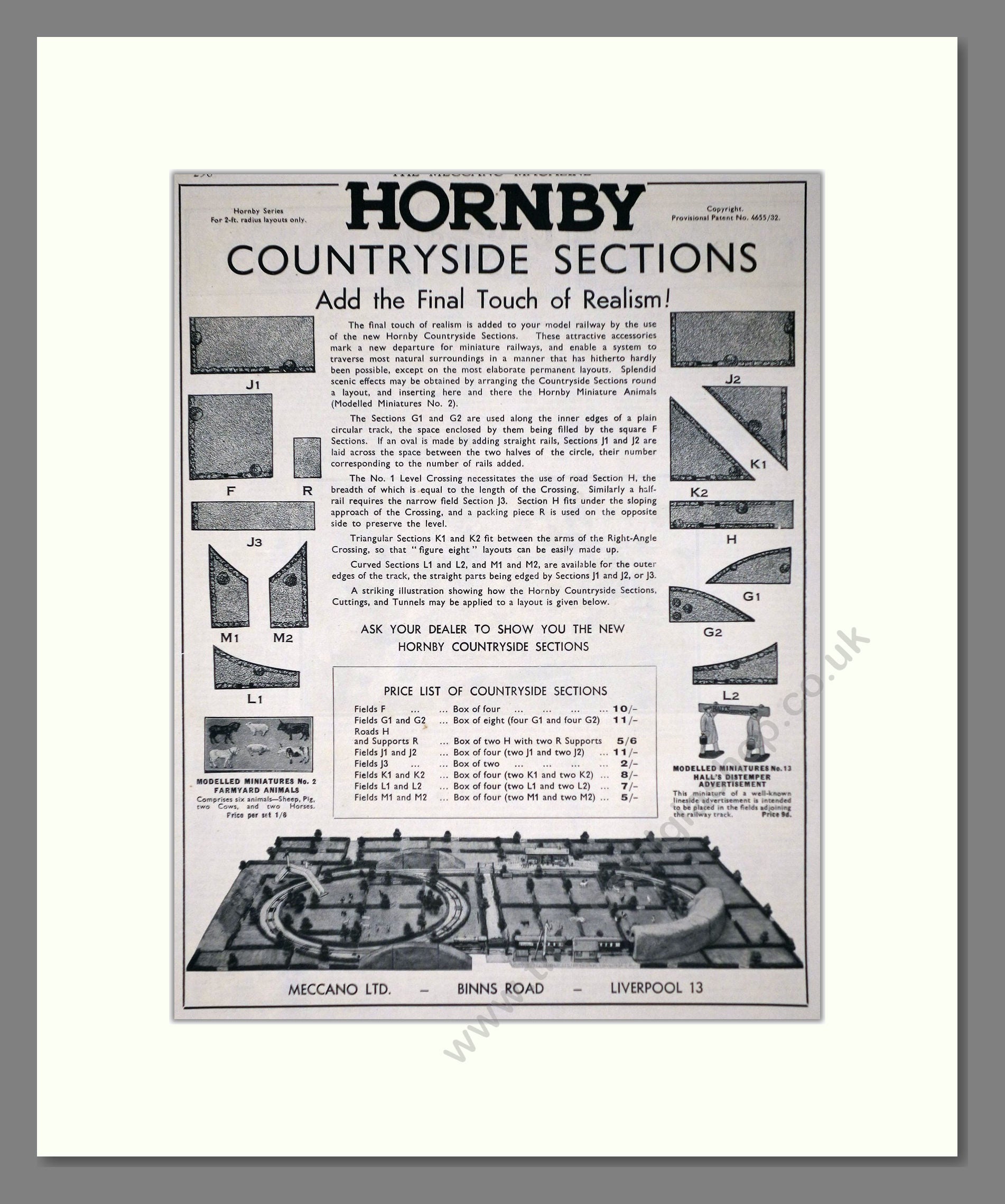 Hornby - Countryside Sections. Vintage Advert 1933 (ref AD65823) – The Nostalgia Shop