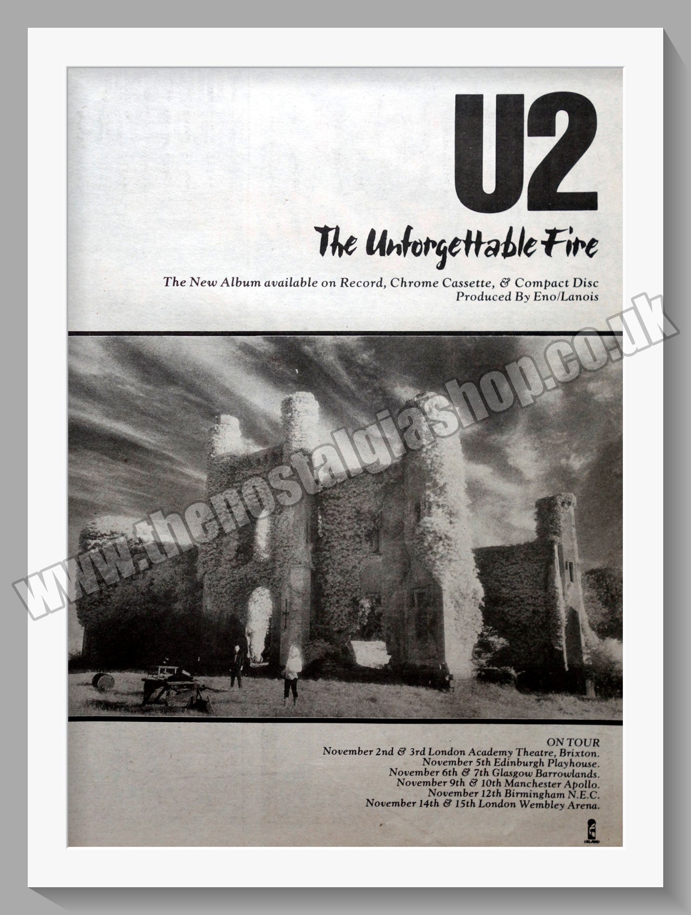 U2 The Unforgettable Fire. 1984 Large Original Advert (ref AD15314) – The Nostalgia Shop