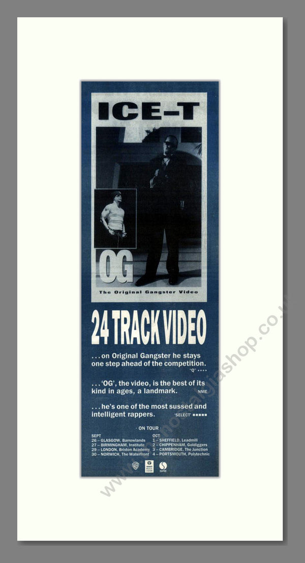 Ice-T - Original Gangster Video. Vintage Advert 1991 (ref AD201902 ...