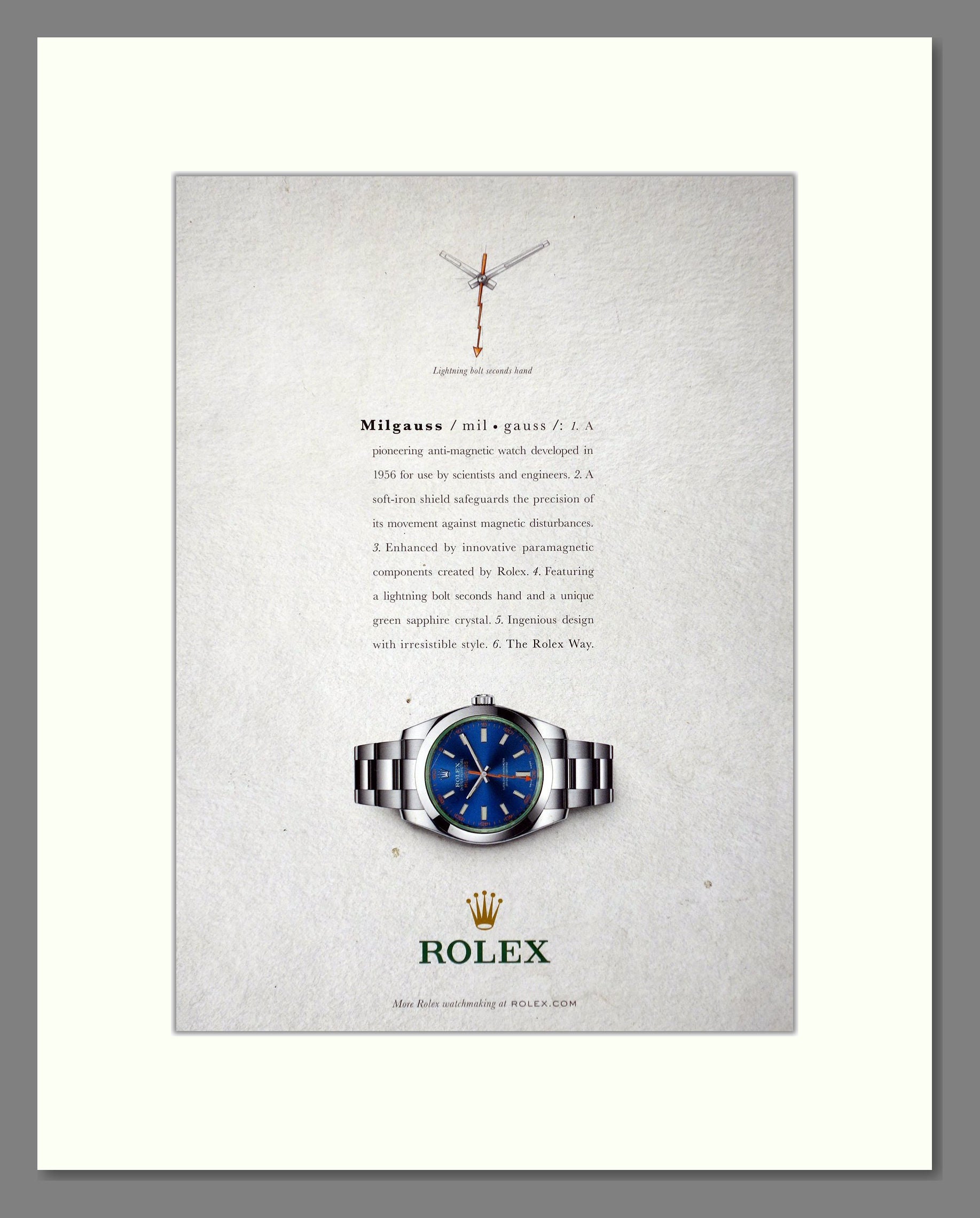 Rolex Milgauss. Original Advert 2016 (ref AD63144) – The Nostalgia Shop