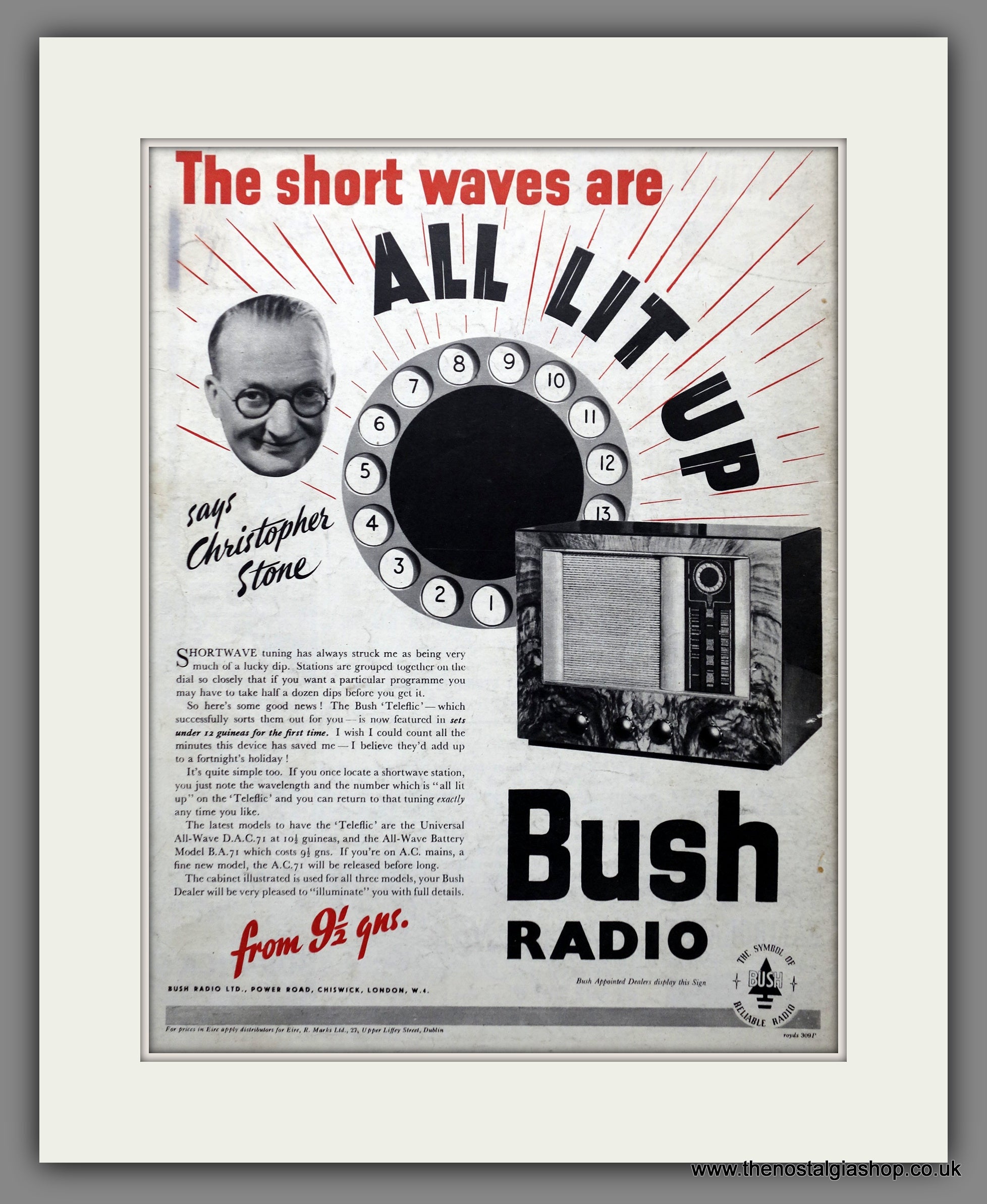 Bush Radio. Original Advert 1940 (ref AD301434) – The Nostalgia Shop