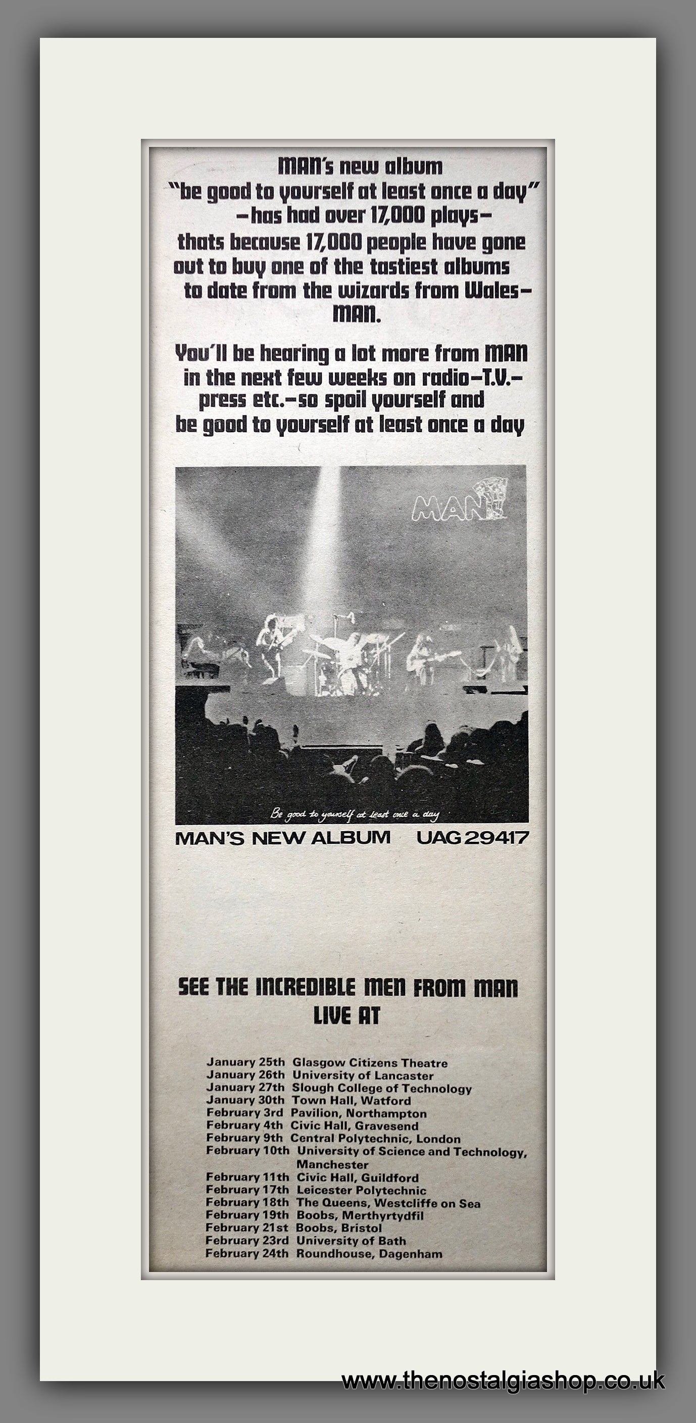 Man UK Tour. Original Advert 1973 (ref AD200775) – The Nostalgia Shop