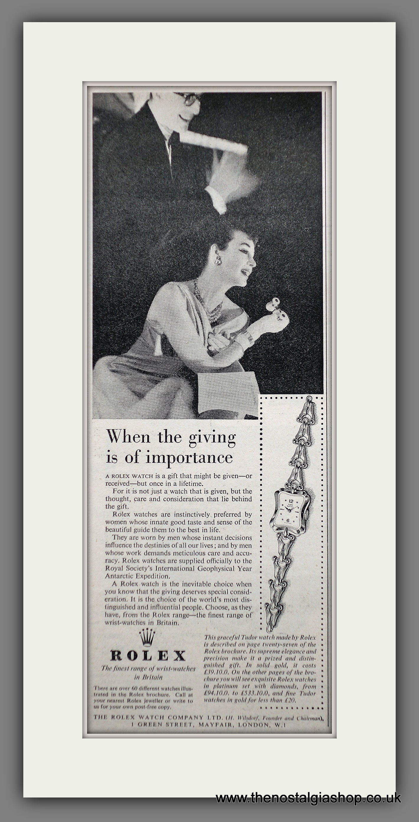 Rolex for Ladies. Original Advert 1958 (ref AD61197) – The Nostalgia Shop
