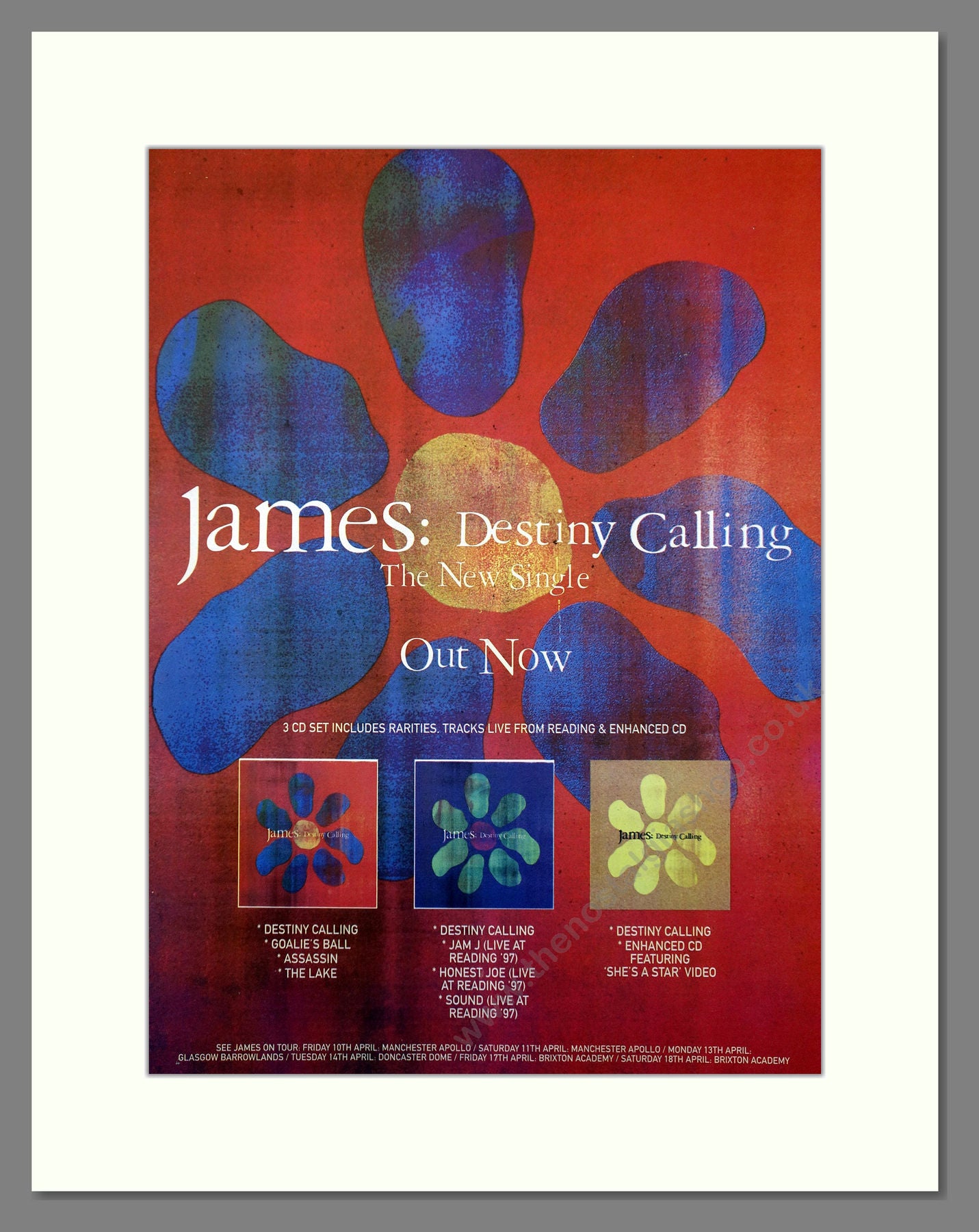 James: Destiny Calling. Original Vintage Advert 1998 (ref AD10184 ...