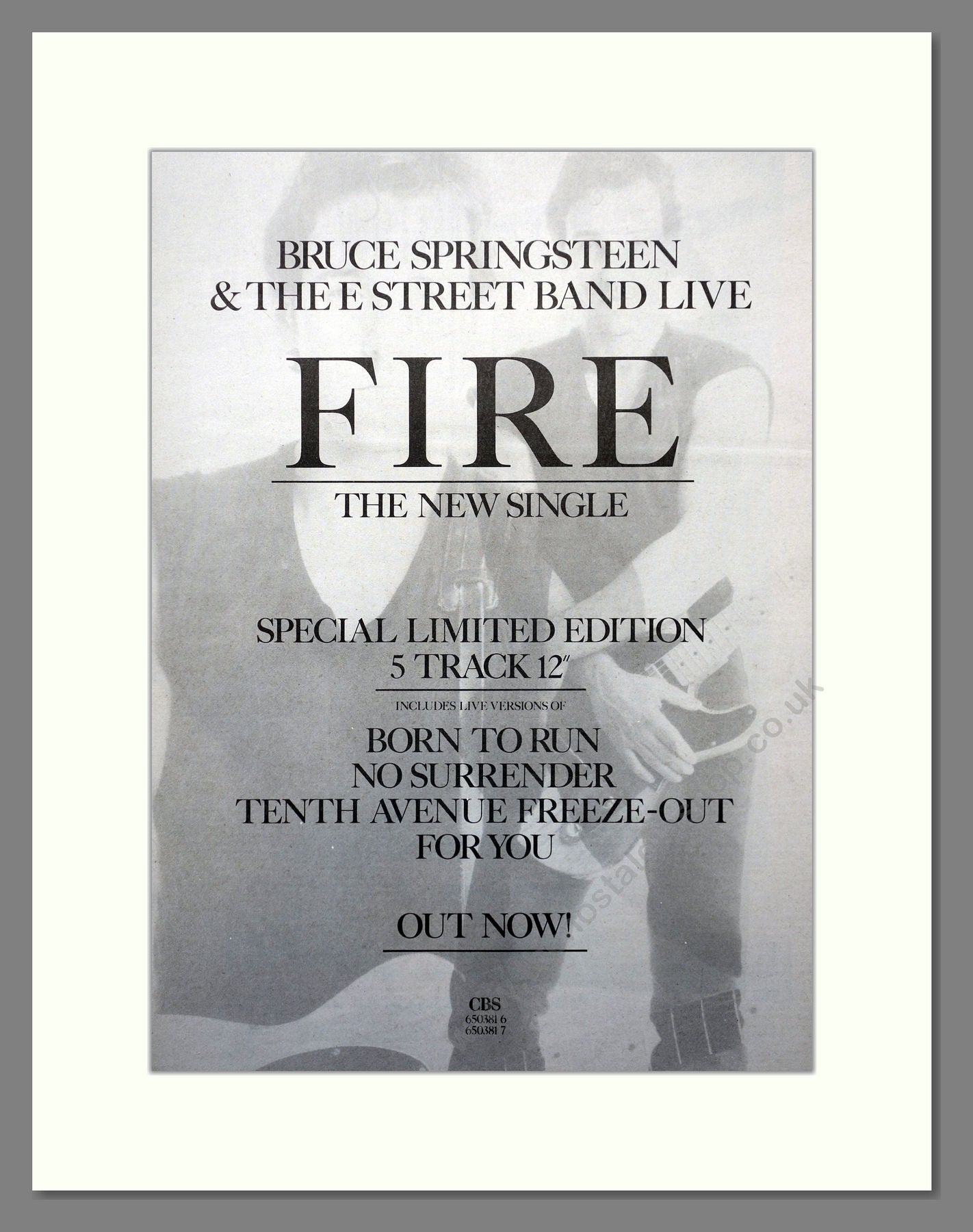 Bruce Springsteen Fire. 1987 Large Original Advert (ref AD15693) – The ...