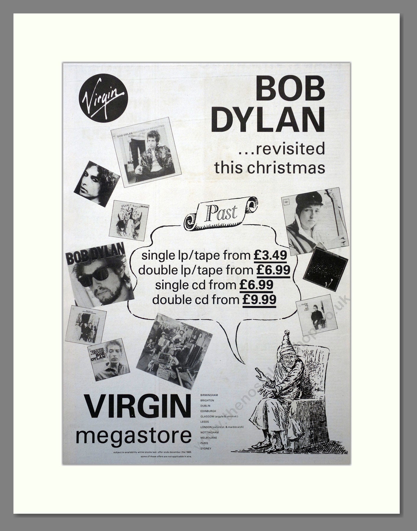 Bob Dylan, Discography. Large Original Advert 1989 (ref AD15695) – The ...