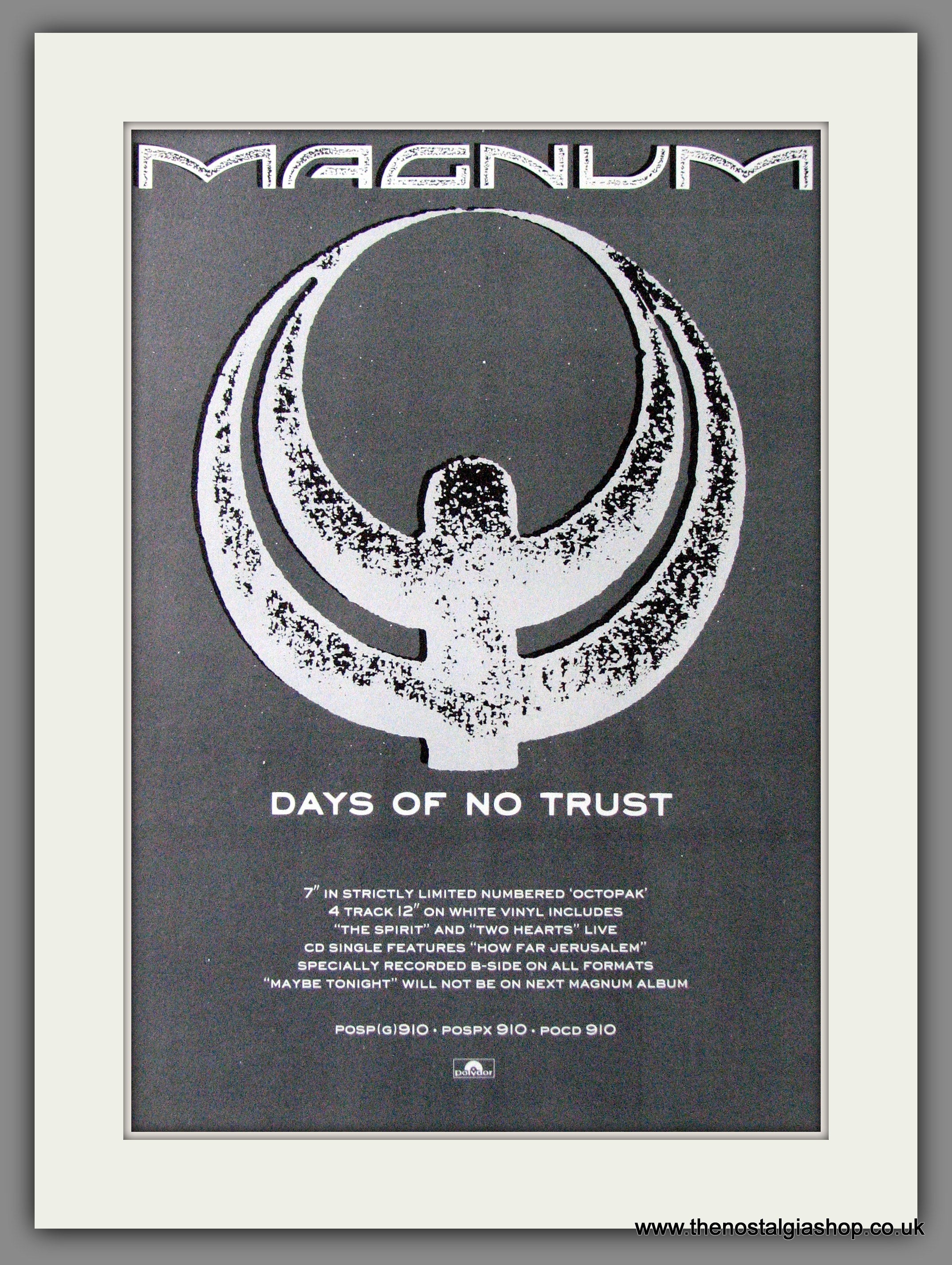 Magnum. Days Of No Trust. 1988 Large Original Advert (ref AD15746 ...