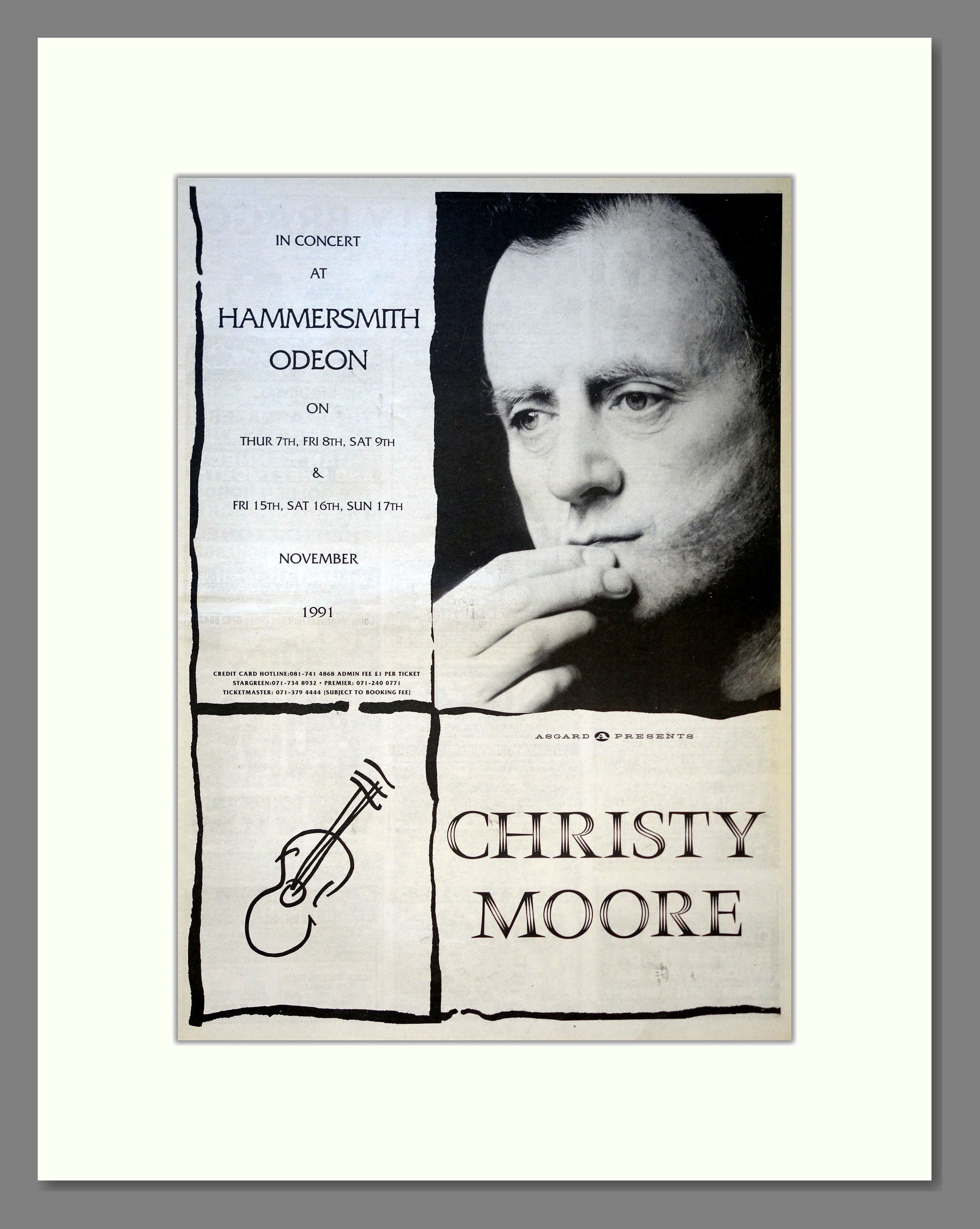 Christy Moore - Live at Hammersmith Odeon. Vintage Advert 1991 (ref AD ...