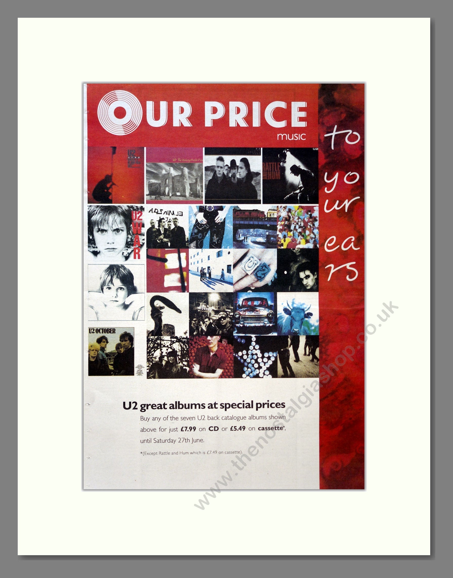 U2 - Various Albums. Vintage Advert 1992 (ref AD18134) – The Nostalgia Shop