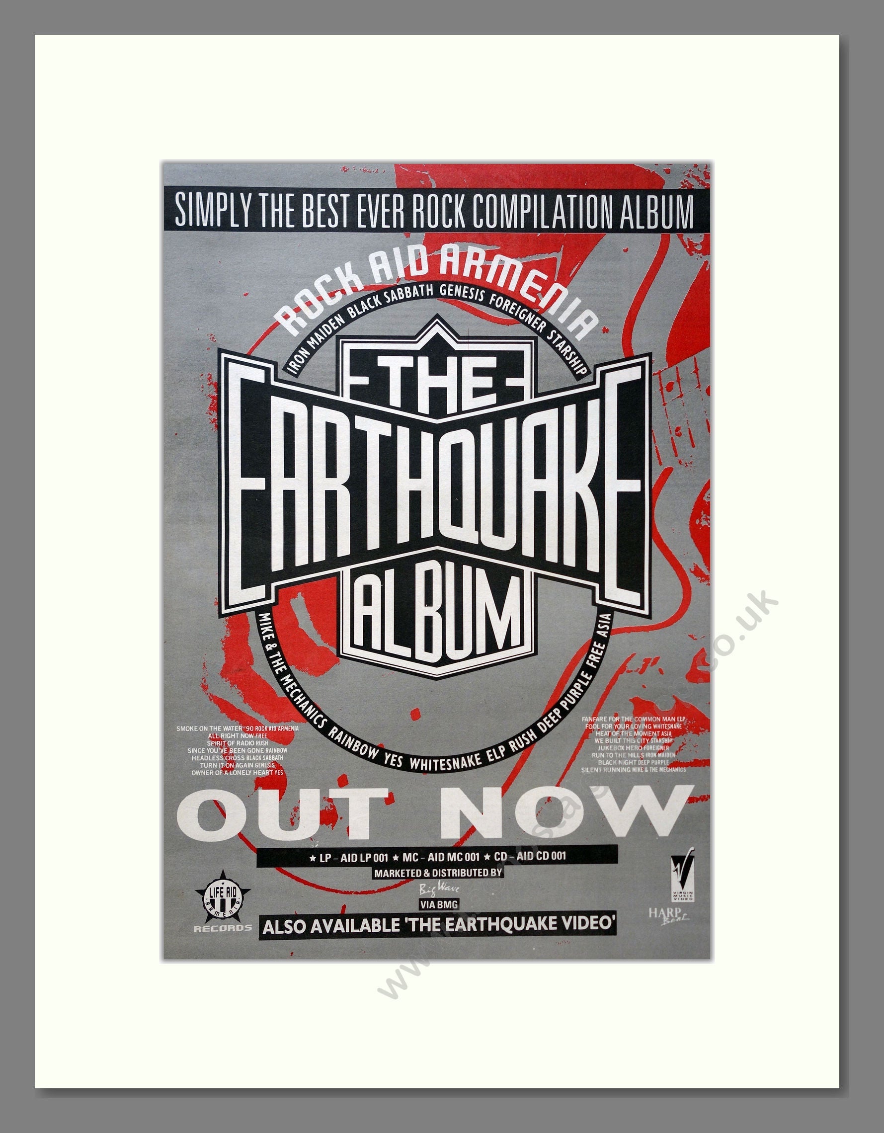 Various Artists - Armenia Earthquake Album. Vintage Advert 1990 (ref A ...