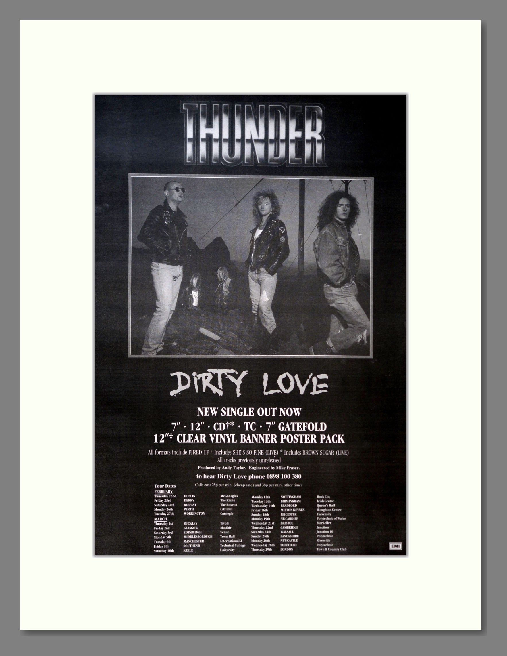 Thunder - Dirty Love. Vintage Advert 1990 (ref AD18408) – The Nostalgia ...