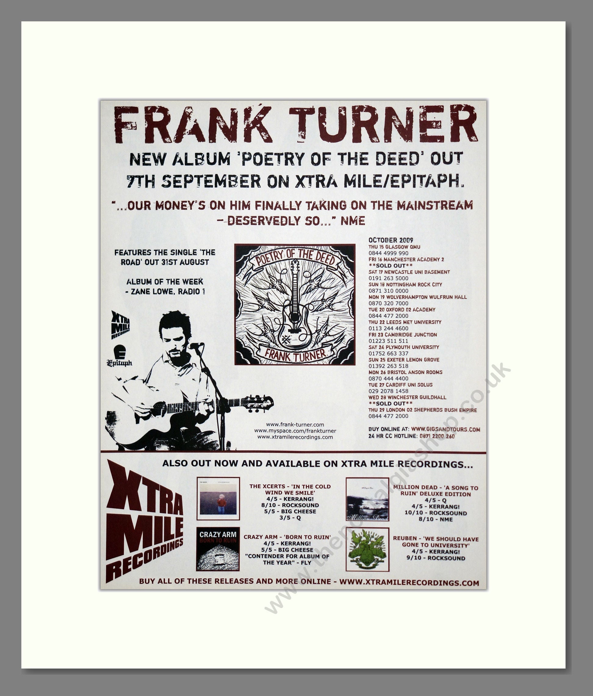 Frank Turner - Poetry Of The Deed. Vintage Advert 2009 (ref AD302081 ...