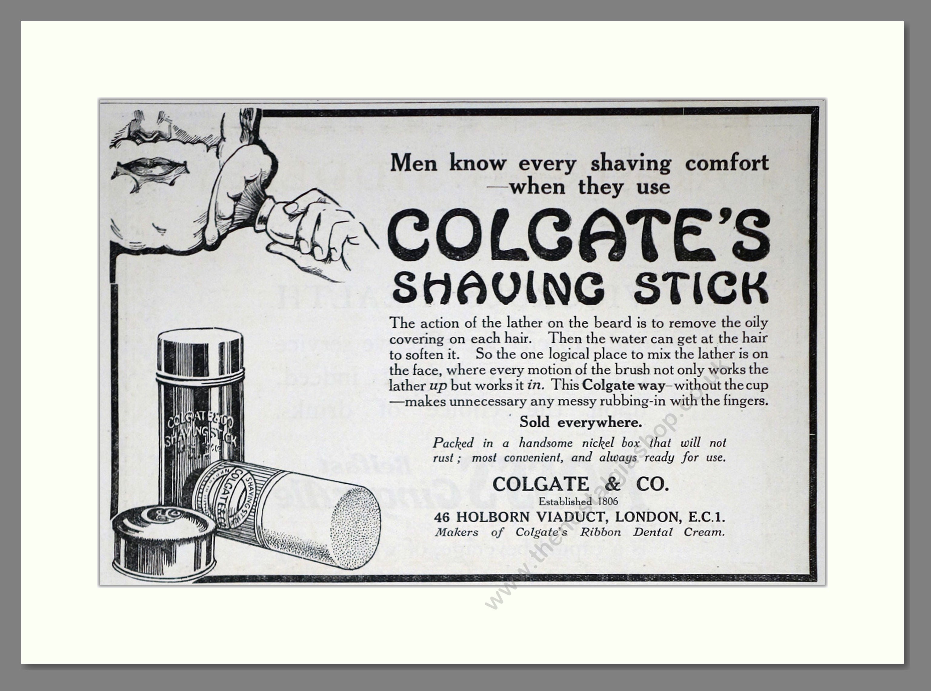 Colgate - Shaving Stick. Vintage Advert 1919 (ref AD62195) – The ...
