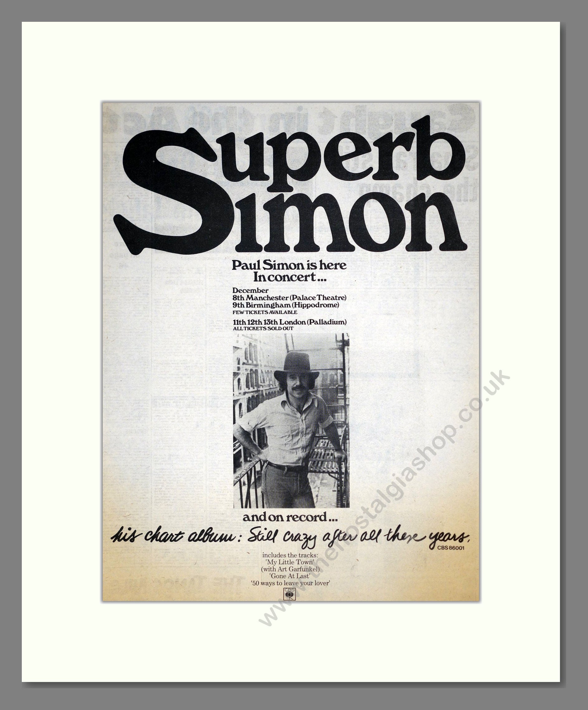 Paul Simon - Superb Simon. Vintage Advert 1975 (ref AD18604) – The ...