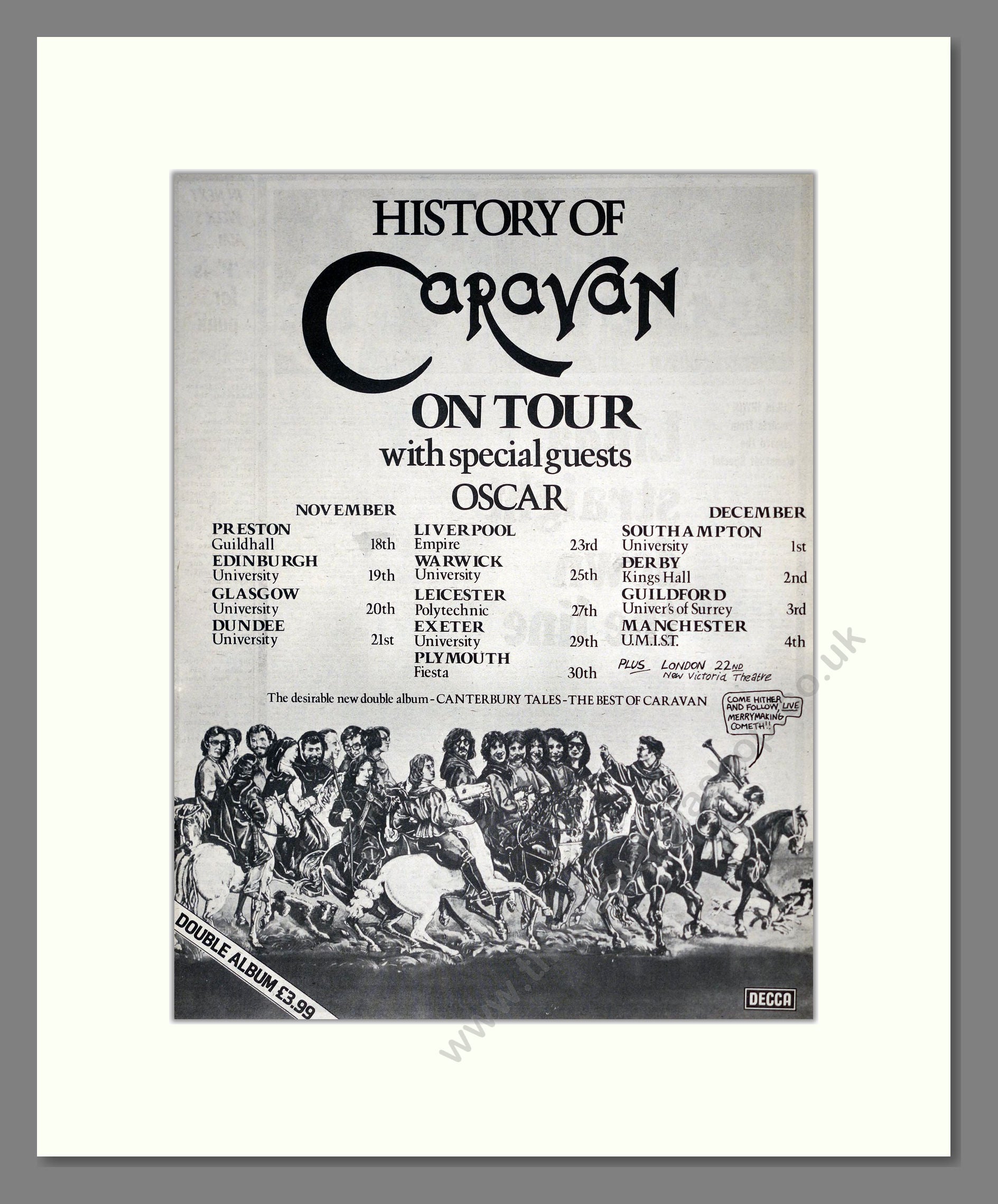 Caravan - UK Tour. Vintage Advert 1976 (ref AD18725) – The Nostalgia Shop