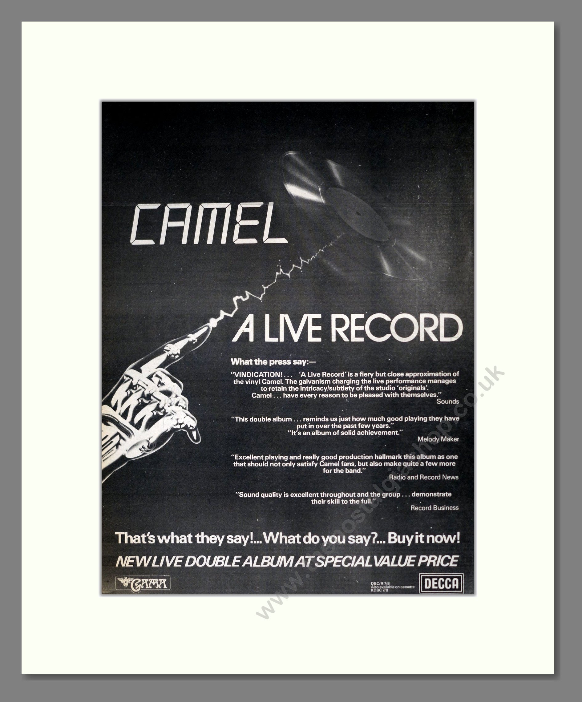 Camel - A Live Record. Vintage Advert 1978 (ref AD18744) – The ...