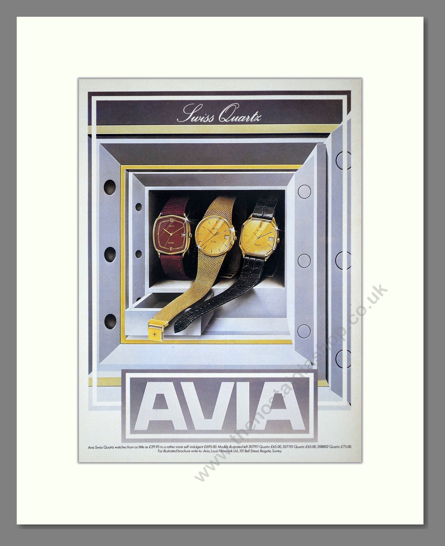 Avia - Swiss Quartz. Vintage Advert 1981 (ref AD62260) – The Nostalgia Shop