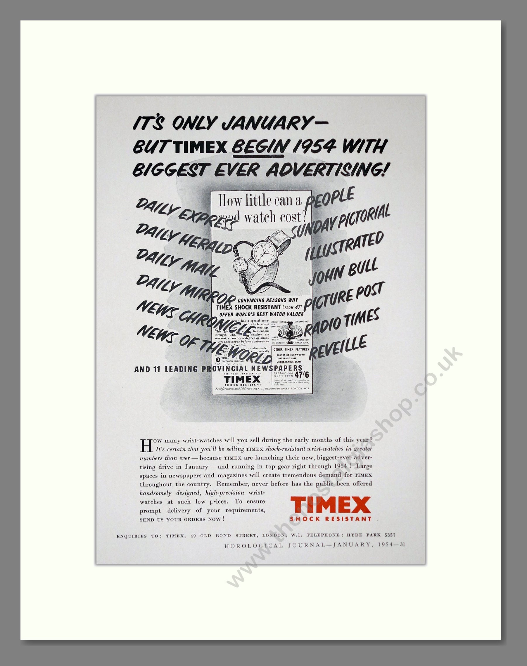 Timex - Advertising Campaign. Vintage Advert 1954 (ref AD62315) – The ...