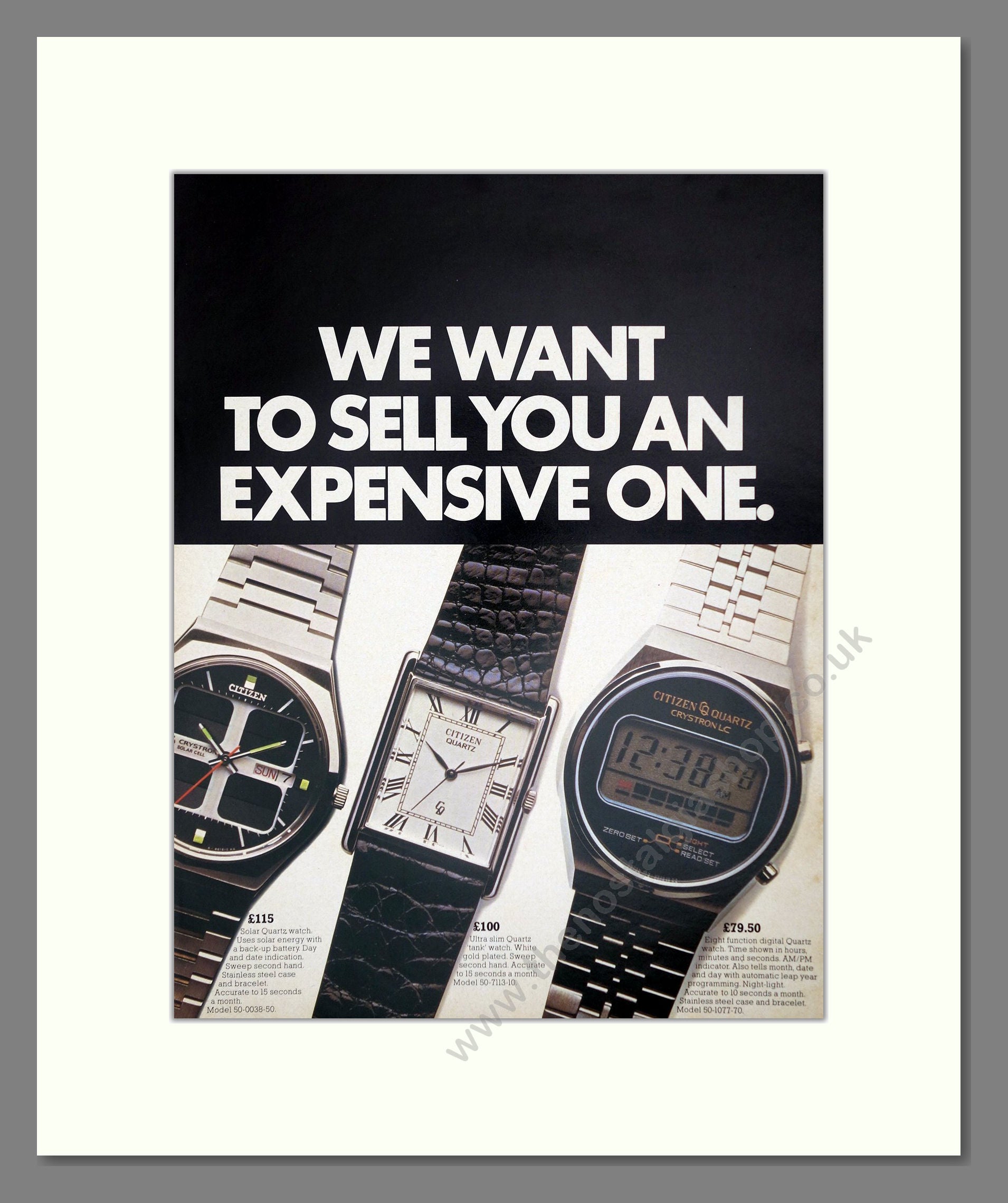 Citizen - Quartz. Vintage Advert 1977 (ref AD62525) – The Nostalgia Shop