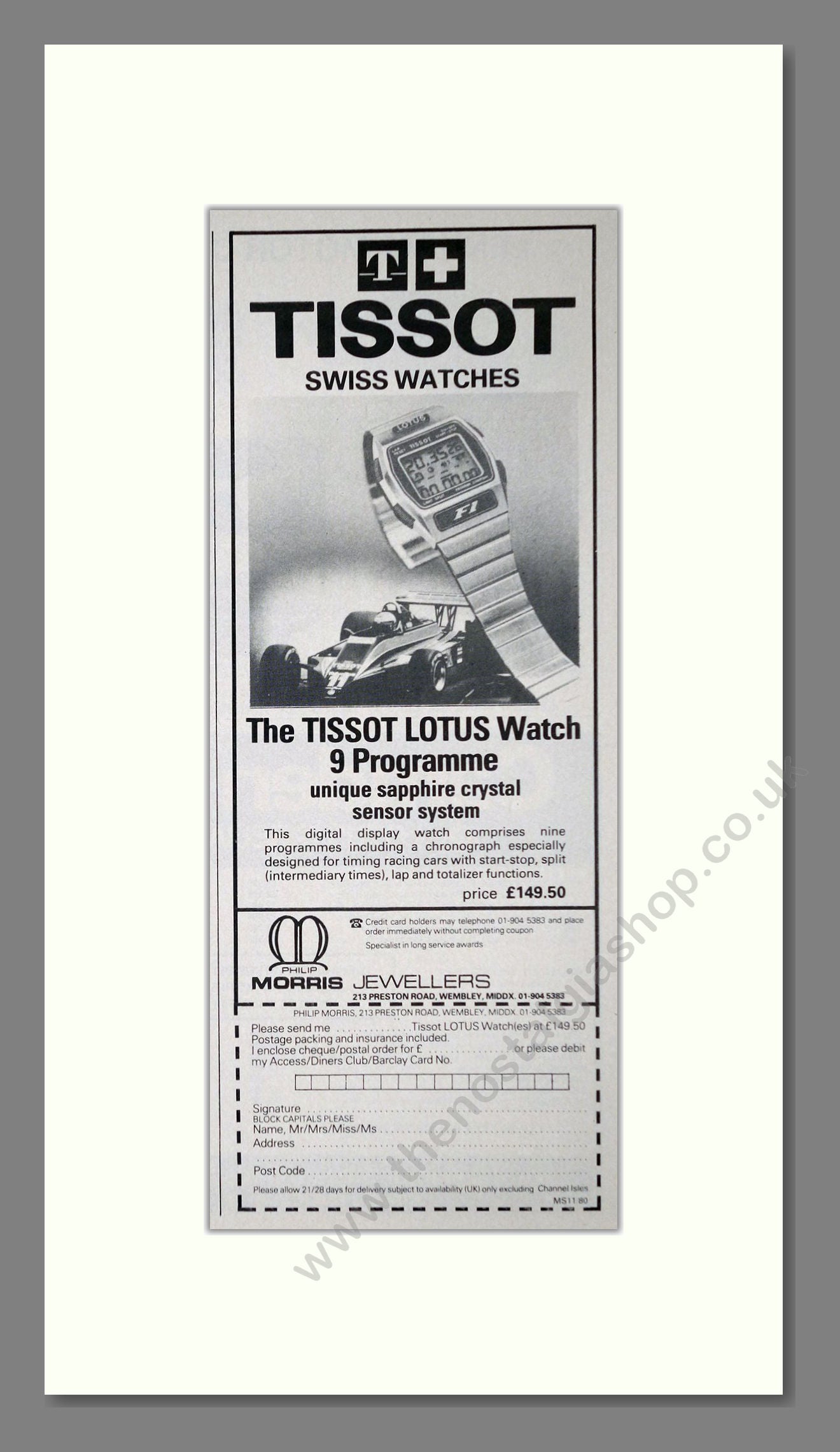 Tissot - Lotus. Vintage Advert 1980 (ref AD62555) – The Nostalgia Shop