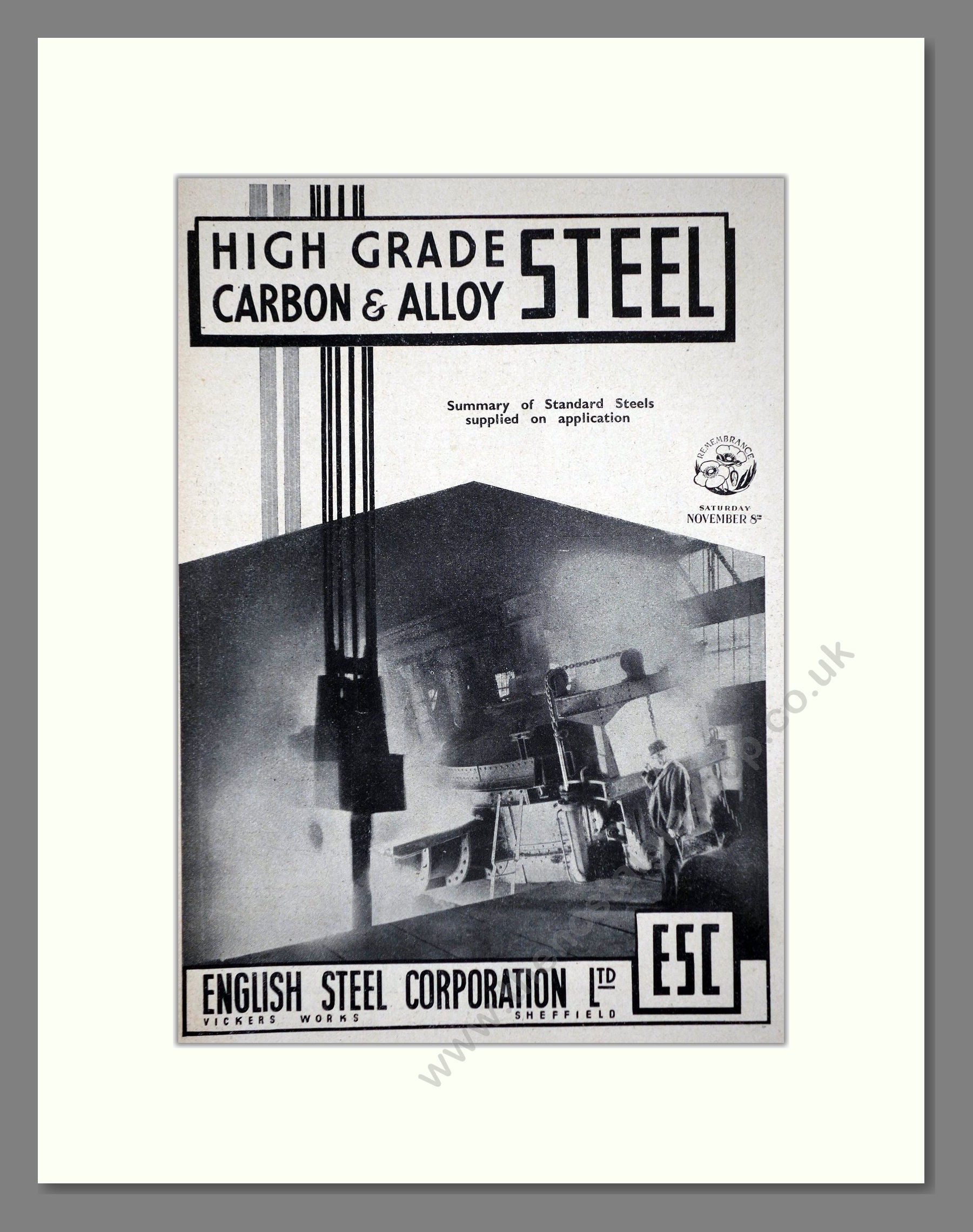 English Steel Corporation - High Grade Steels. Vintage Advert 1947 (re ...
