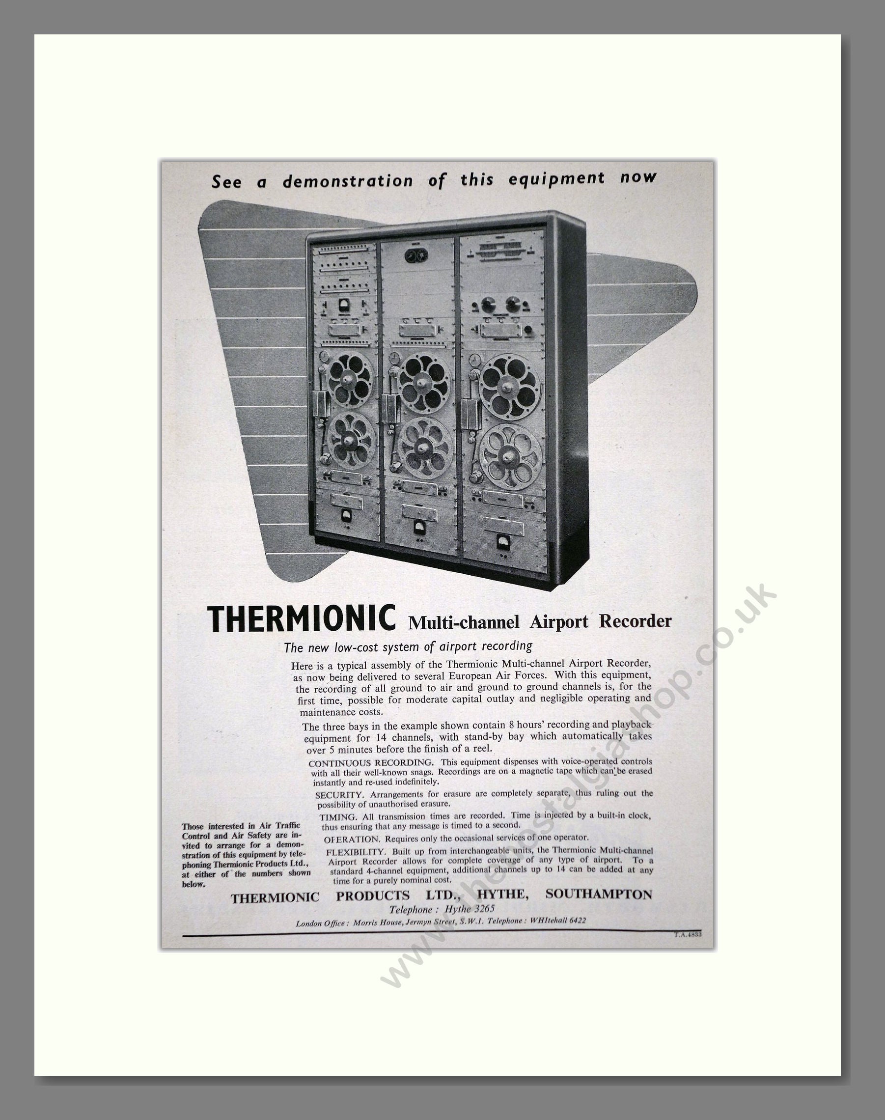 Thermionic Products - Airport Recorder. Vintage Advert 1952 (ref AD627 ...