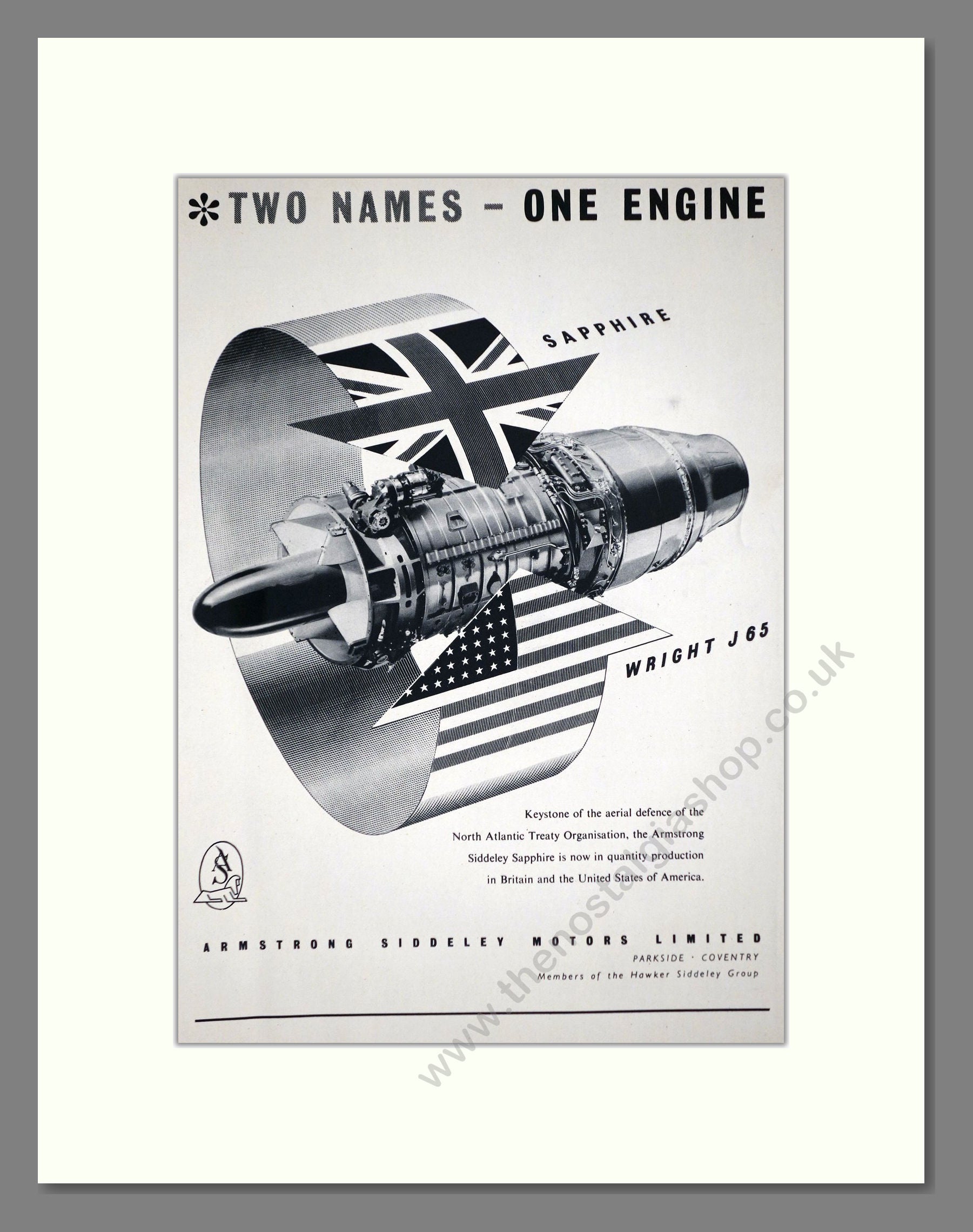 Armstrong Siddeley - Sapphire / Wright J65. Vintage Advert 1952 (ref A – The Nostalgia Shop