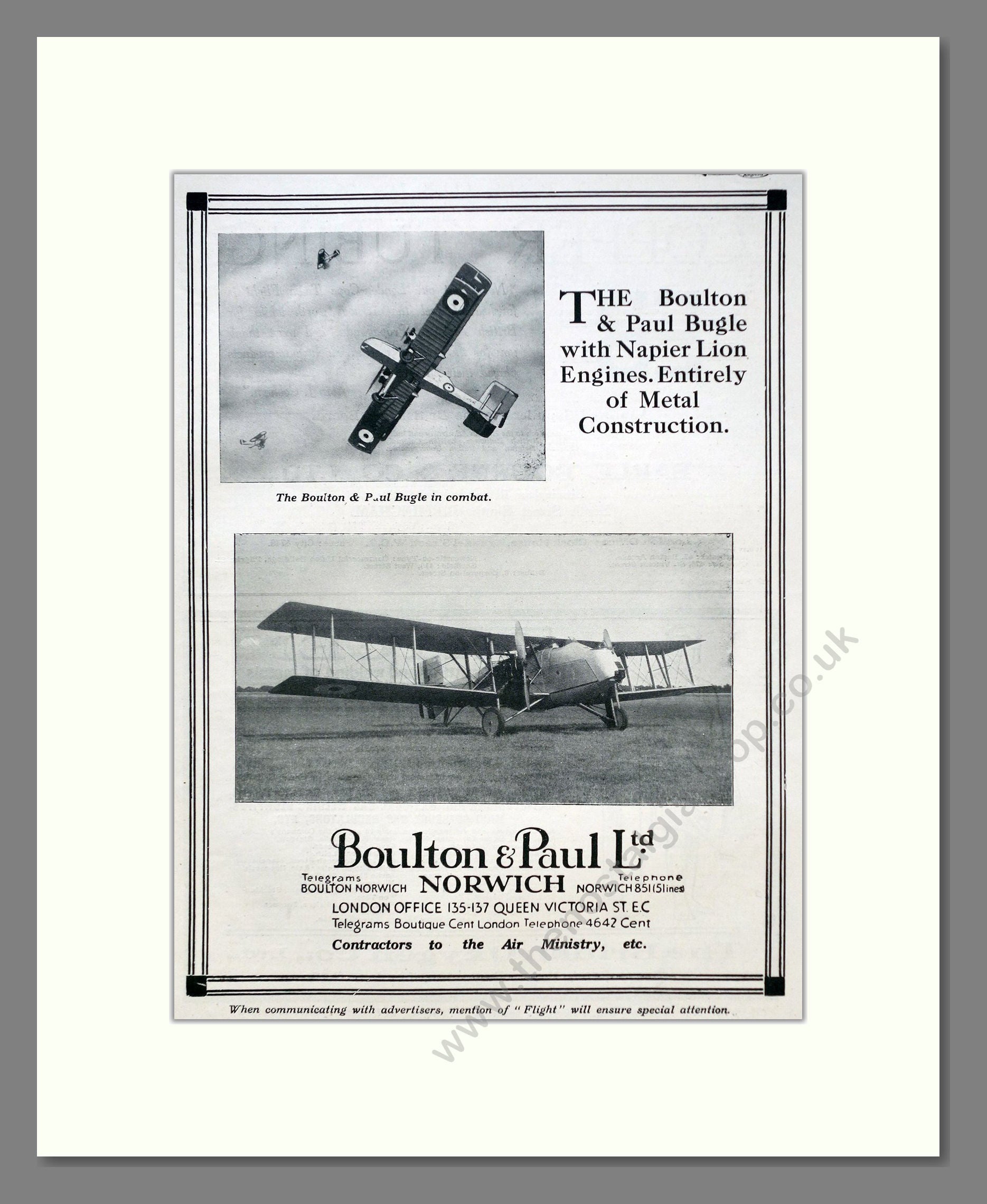 Boulton Paul - Bugle. Vintage Advert 1926 (ref AD62896) – The Nostalgia ...