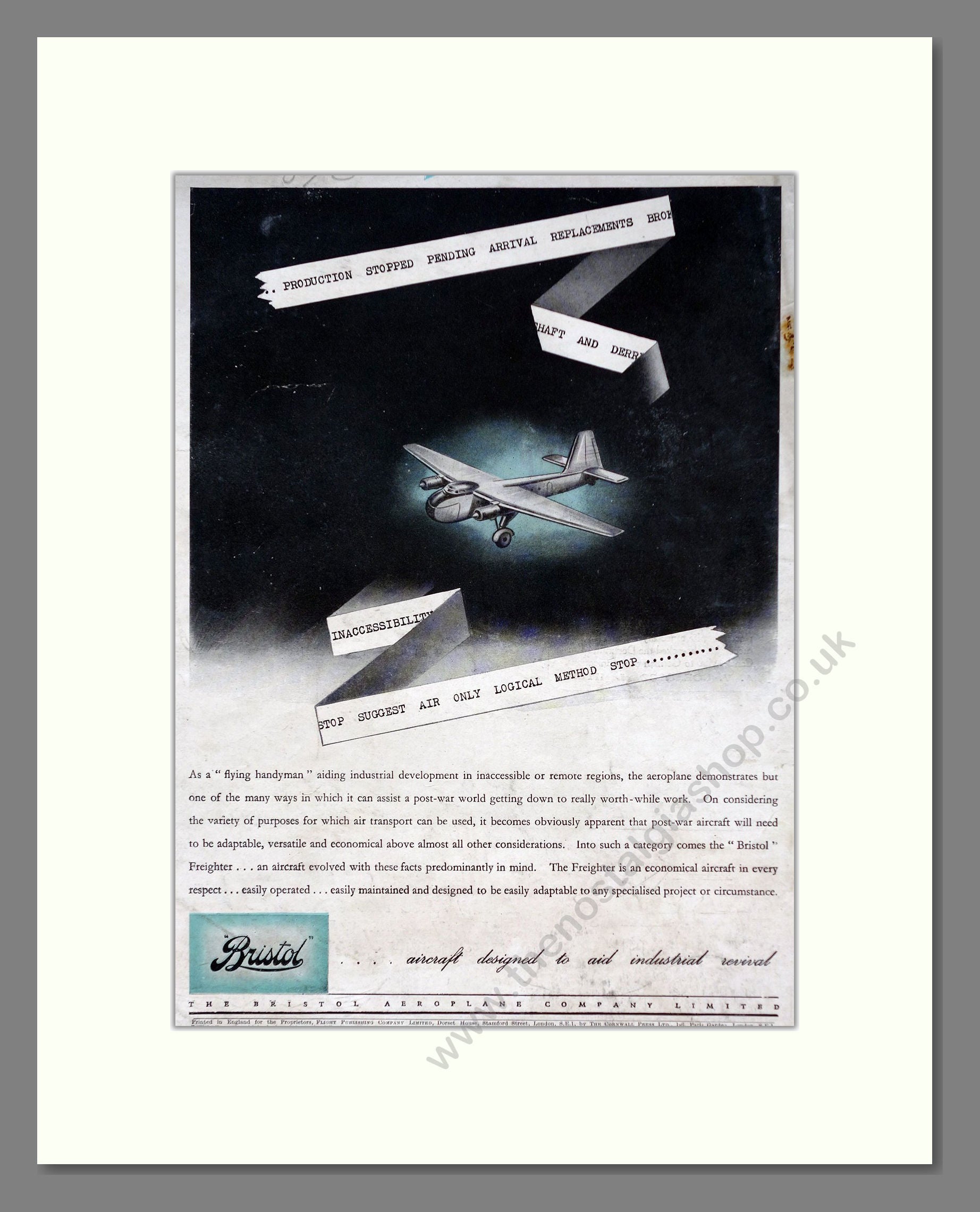 Bristol - Flying Handyman. Vintage Advert 1945 (ref AD62905) – The ...