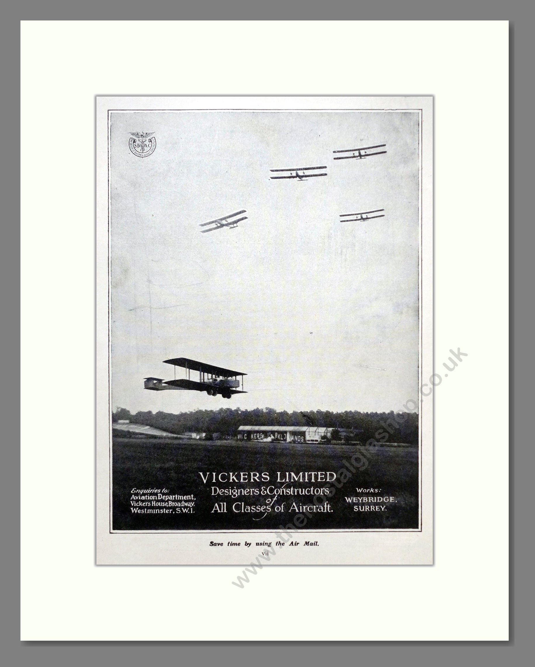 Vickers - All Classes Of Aircraft. Vintage Advert 1927 (ref AD62914 ...