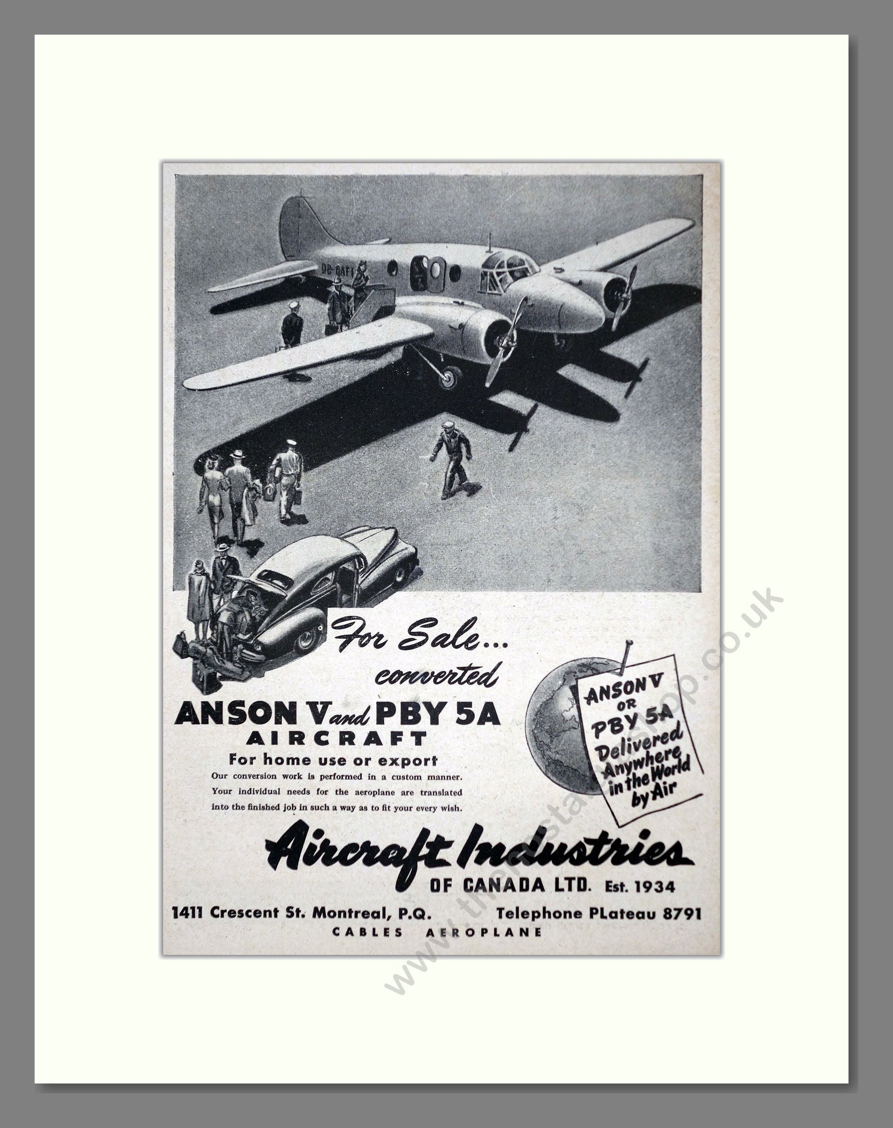 Aircraft Industries Of Canada - Anson V / PBY 5A. Vintage Advert 1947 ...