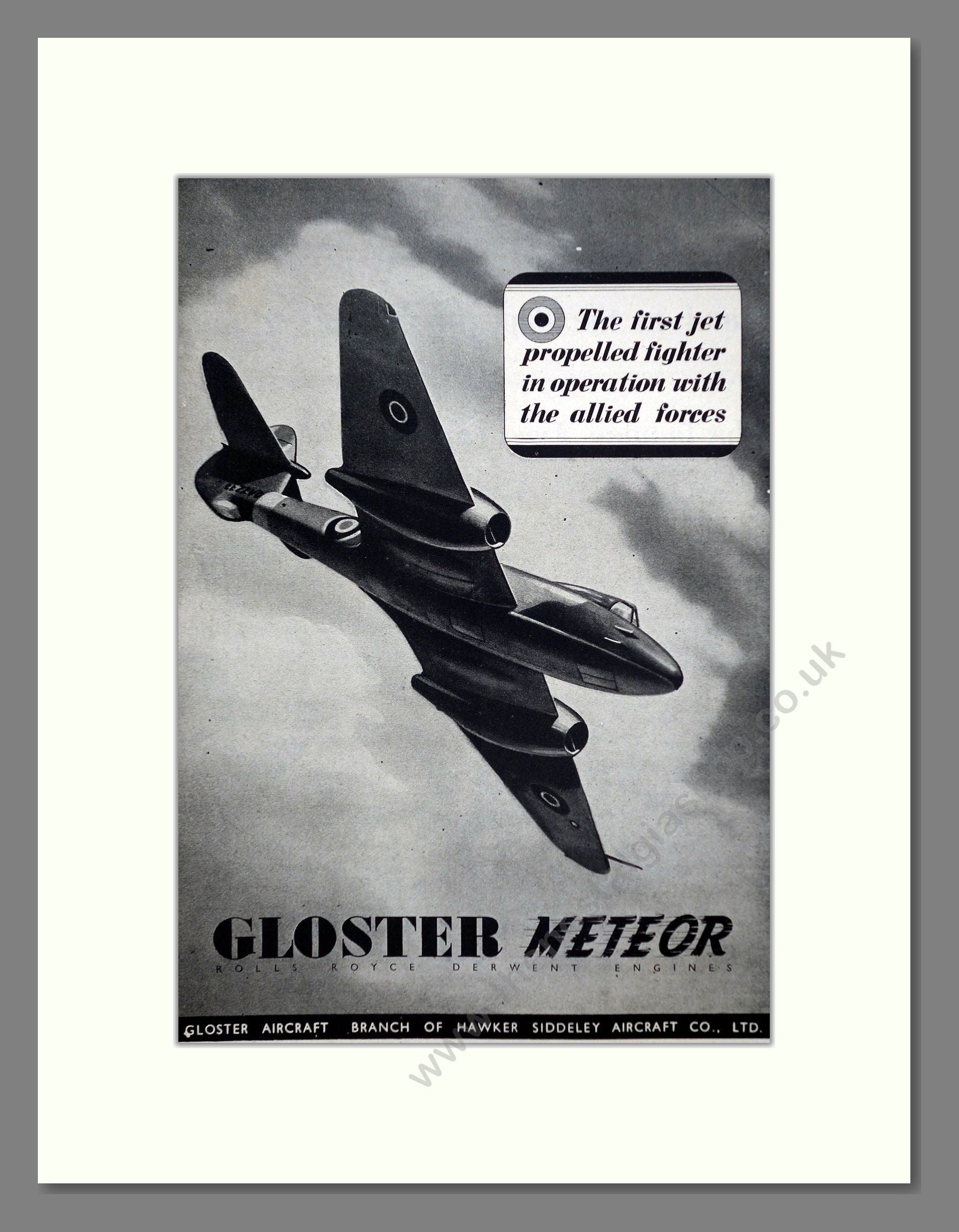 Gloster - Meteor. Vintage Advert 1946 (ref AD63085) – The Nostalgia Shop