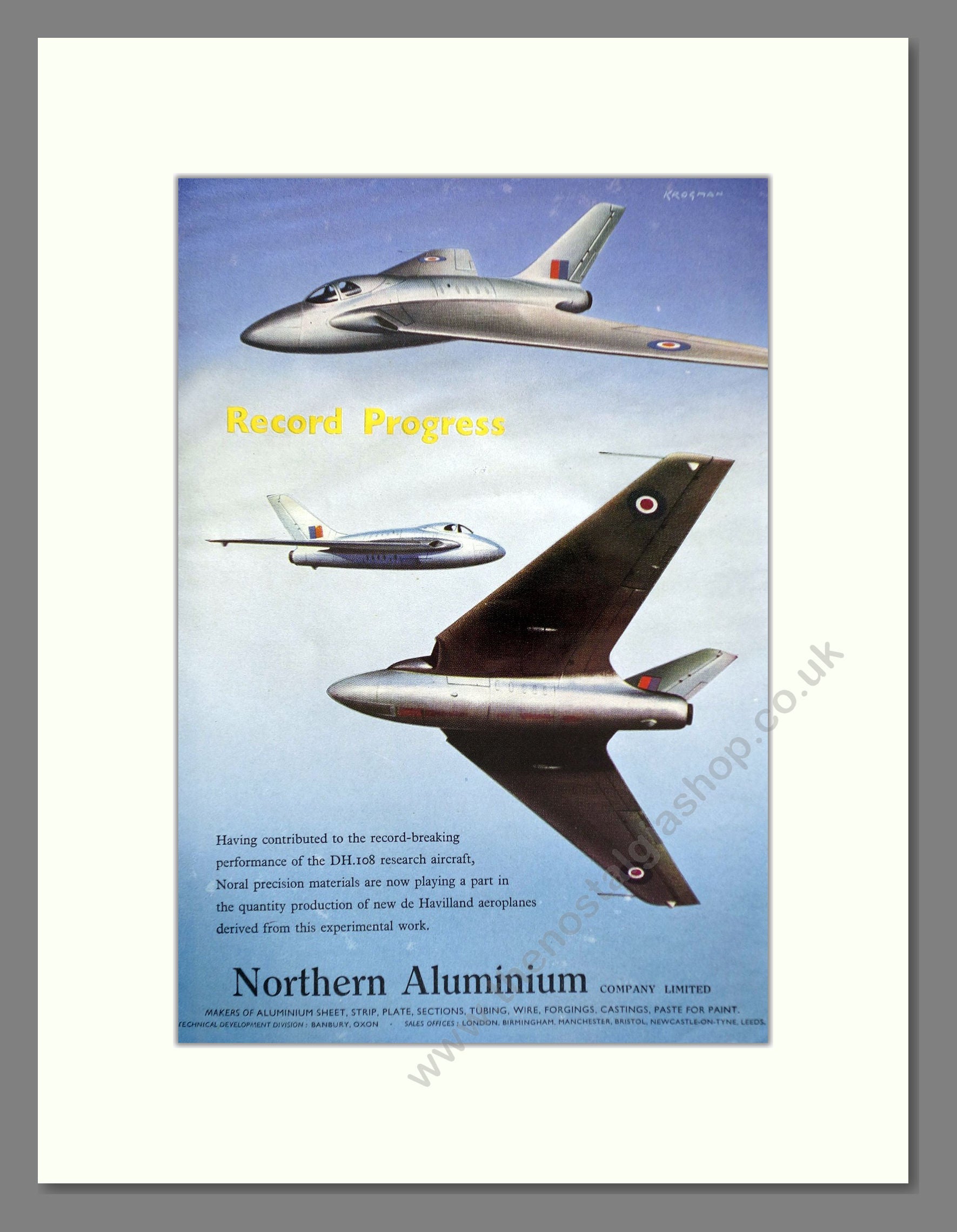 Northern Aluminium - DH.108. Vintage Advert 1949 (ref AD63110) – The ...