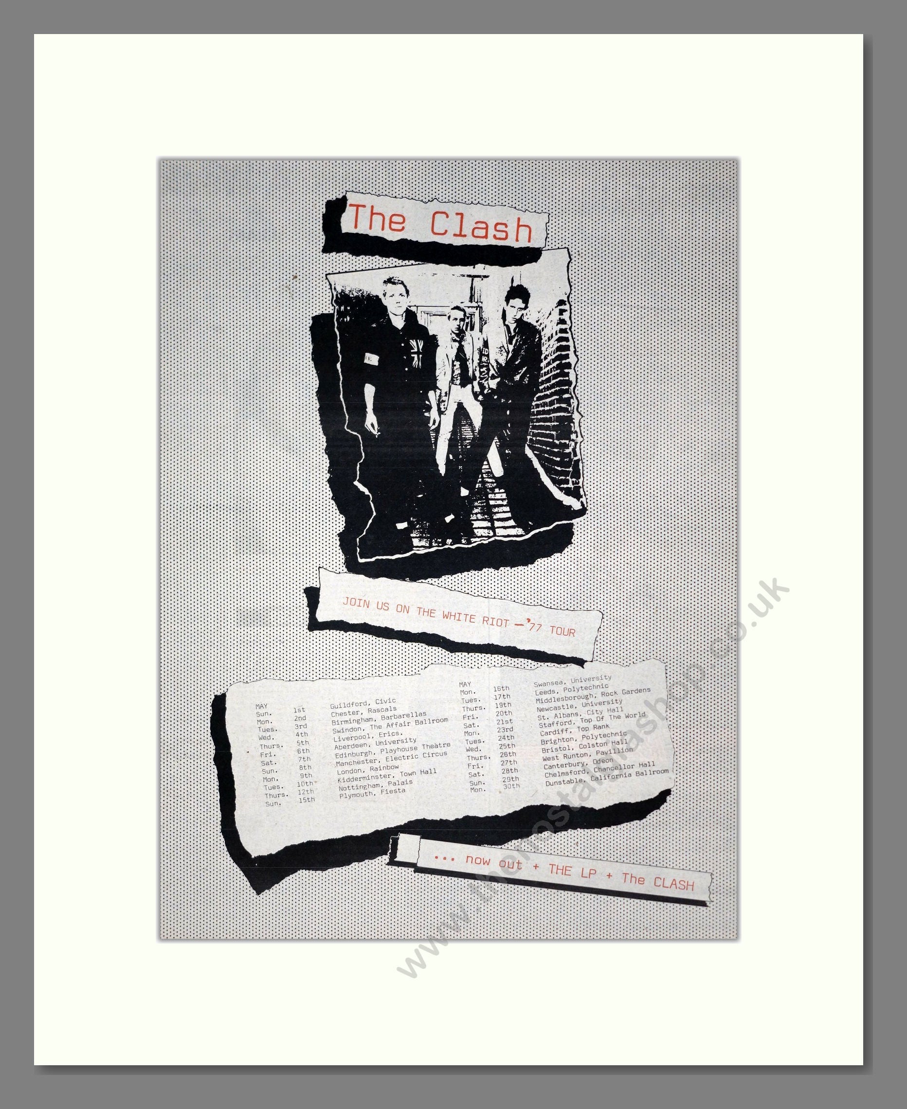 Clash (The) - White Riot Tour. Vintage Advert 1977 (ref AD19118) – The ...