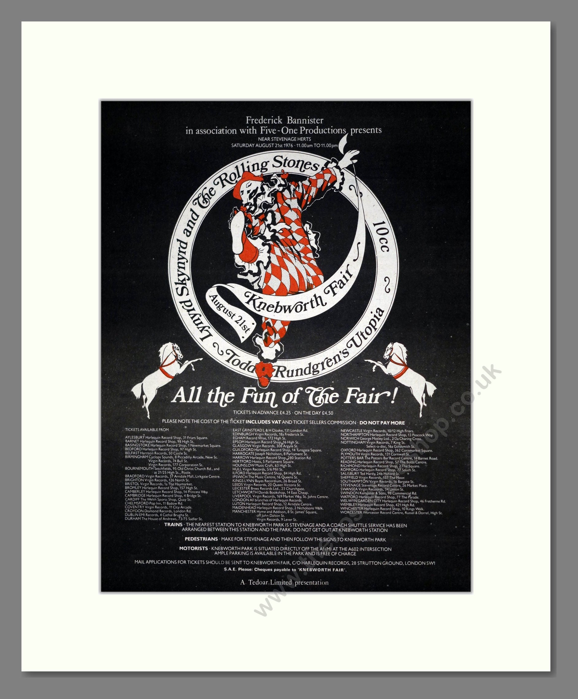 Various Artists (Rolling Stones / 10cc) - Knebworth Fair. Vintage Adve ...