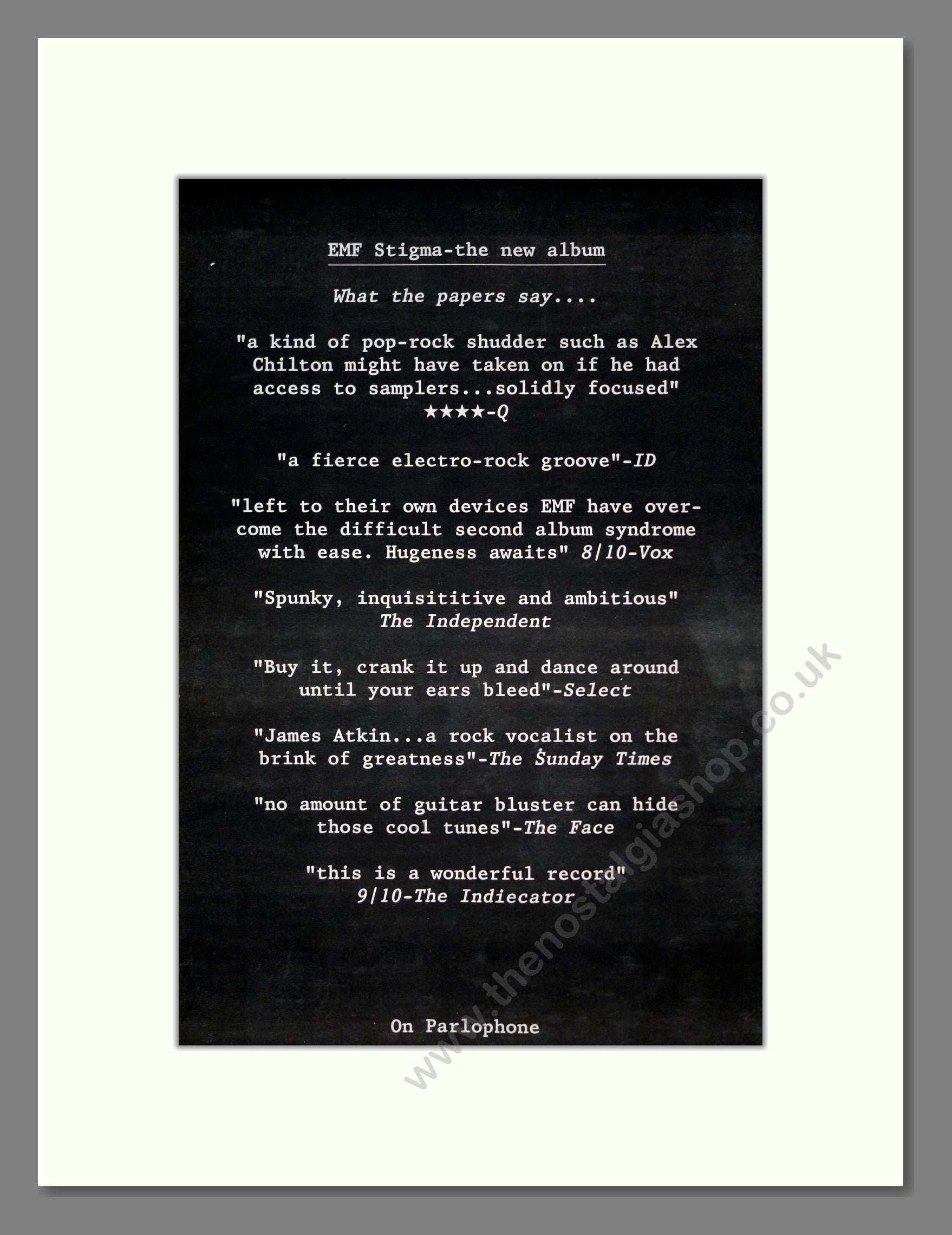 EMF - Stigma. Vintage Advert 1992 (ref AD19358) – The Nostalgia Shop