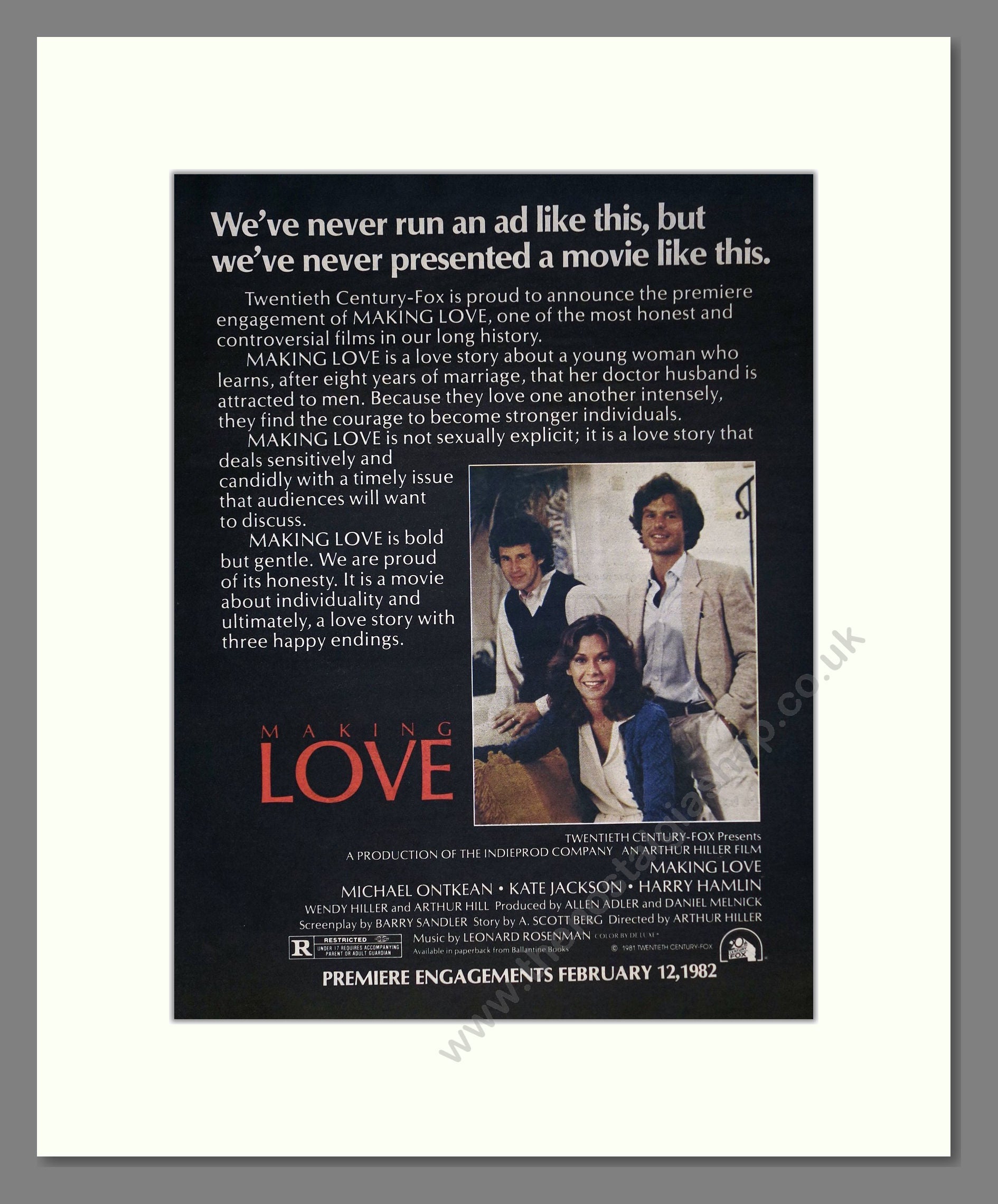Making Love - Michael Ontkean. Vintage Advert 1982 (ref AD302214) – The ...