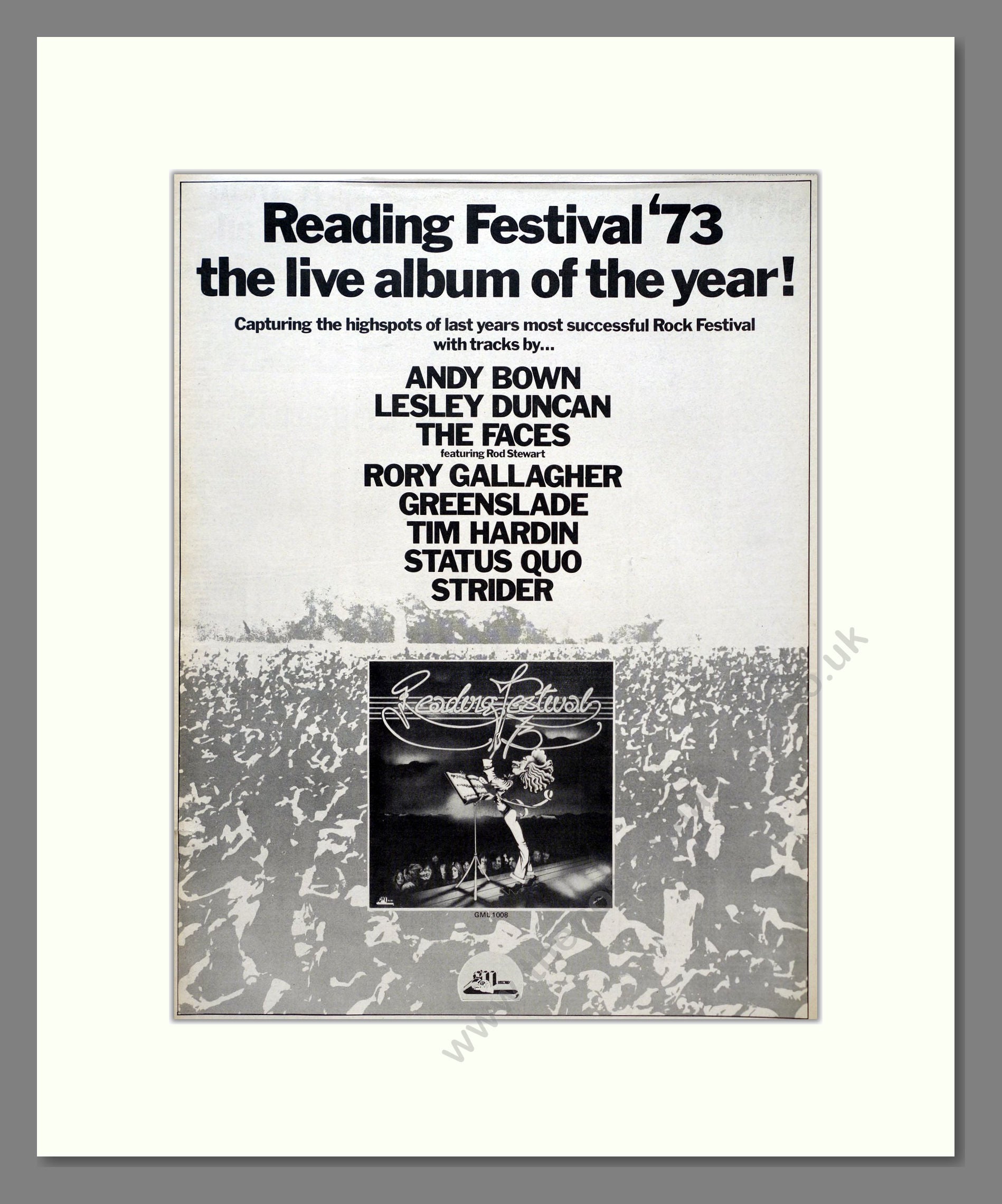 Various Artists - Reading Festival 1973. Vintage Advert 1974 (ref AD19 ...