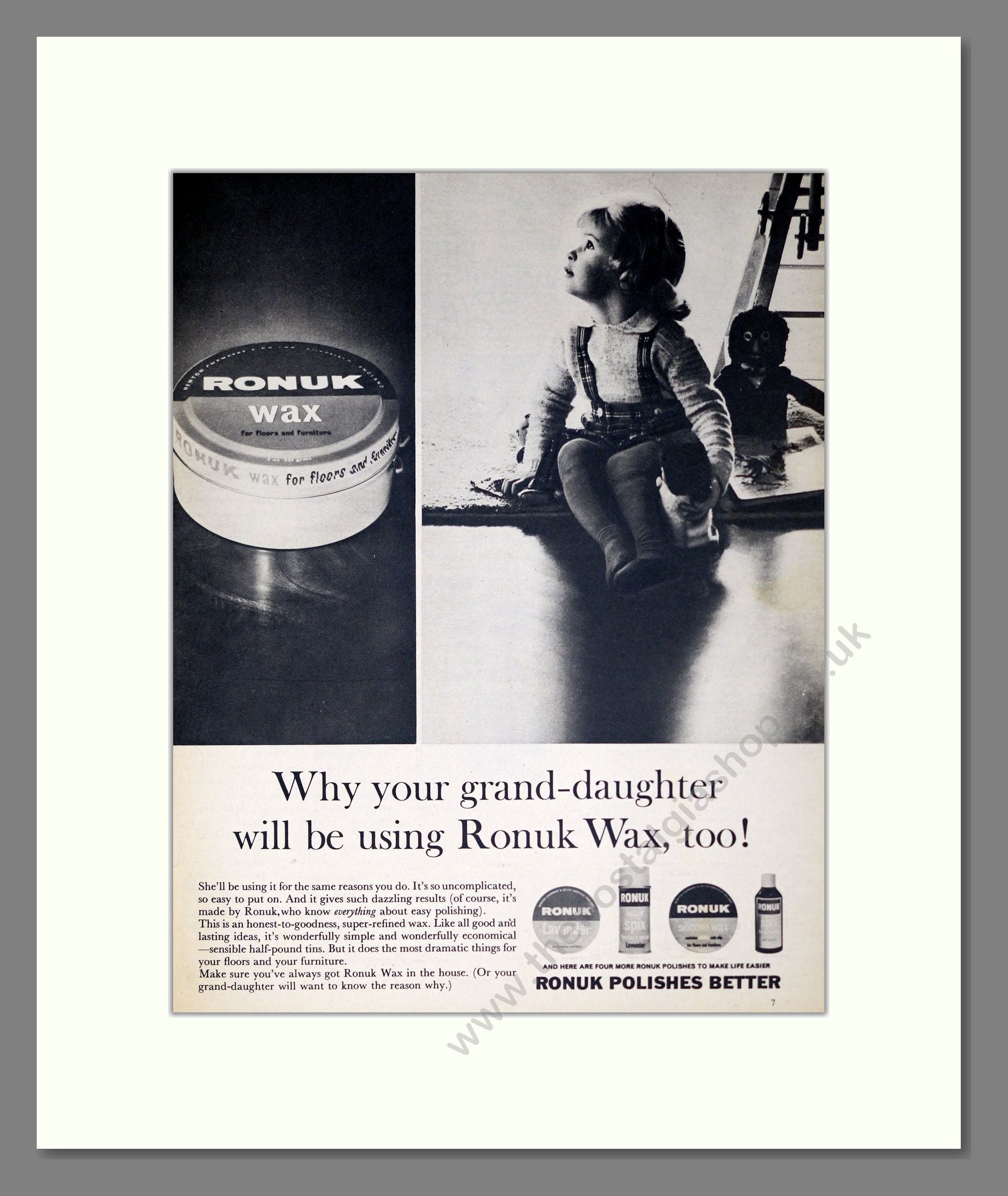 Ronux - Wax Polish. Vintage Advert 1963 (ref AD302438) – The Nostalgia Shop