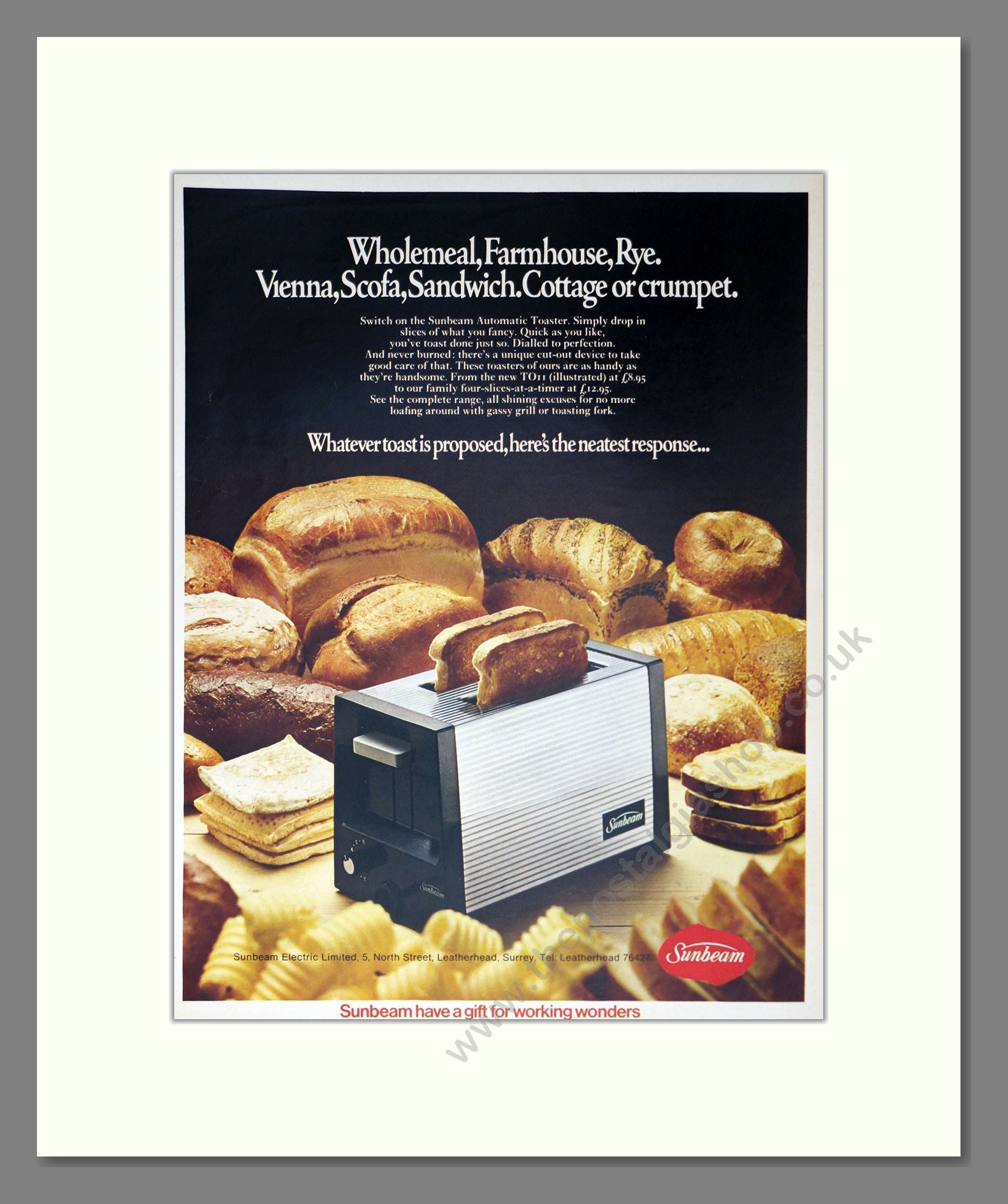 Sunbeam - Toaster. Vintage Advert 1972 (ref AD302511) – The Nostalgia Shop