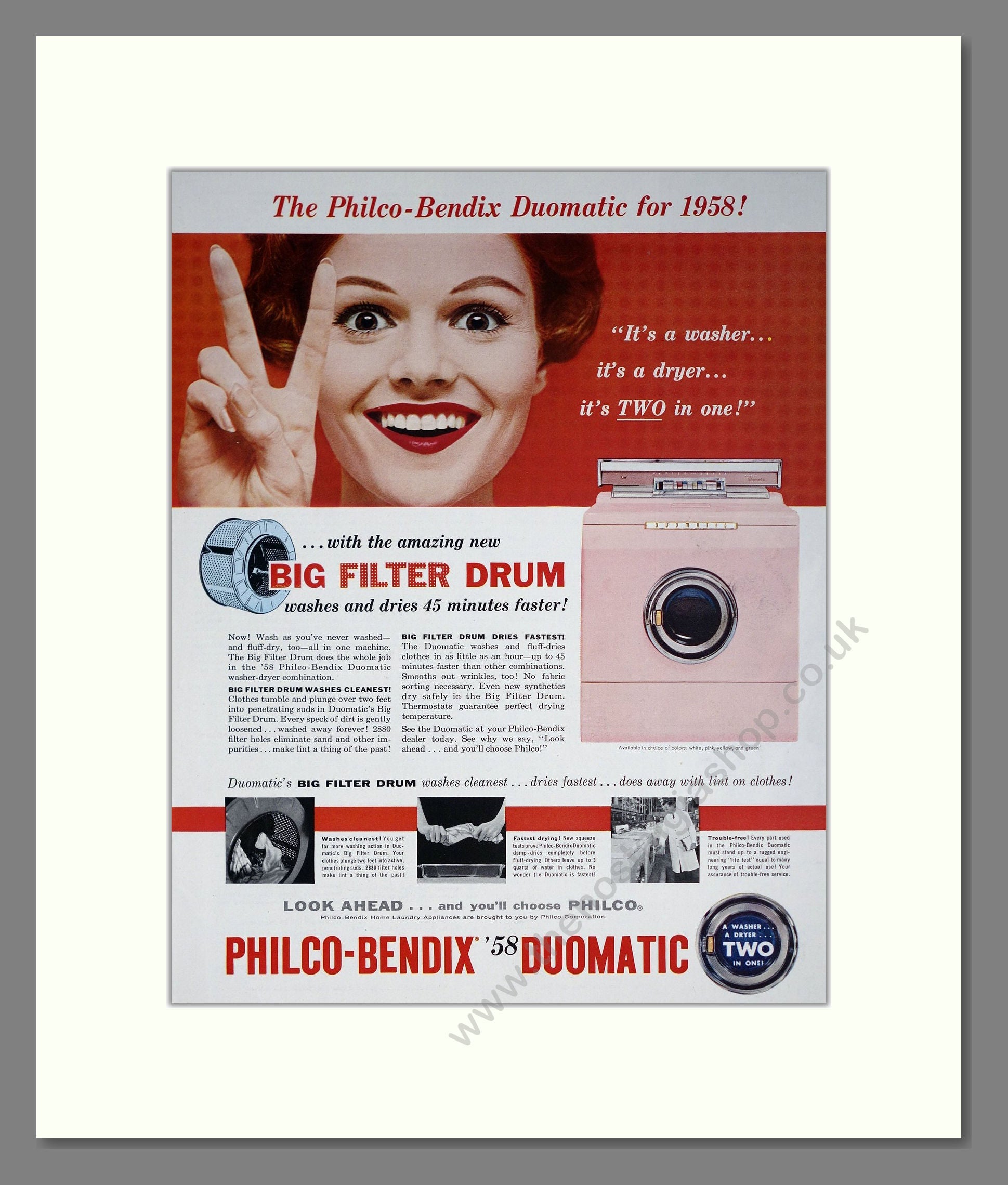 Philco-Bendix - Duomatic Washing Machine. Vintage Advert 1958 (ref AD3 ...