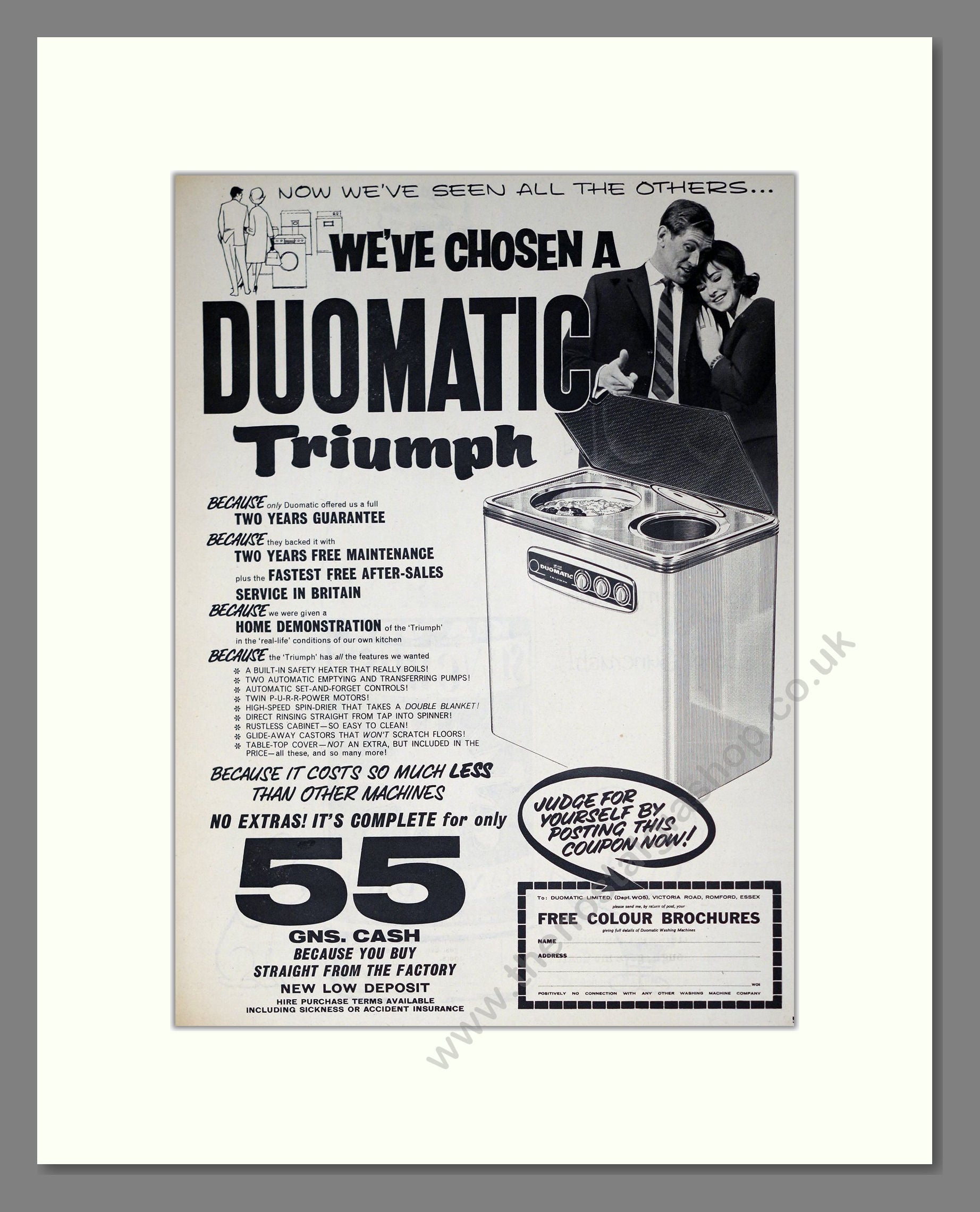 Duomatic - Triumph Washing Machine. Vintage Advert 1963 (ref AD302646 ...