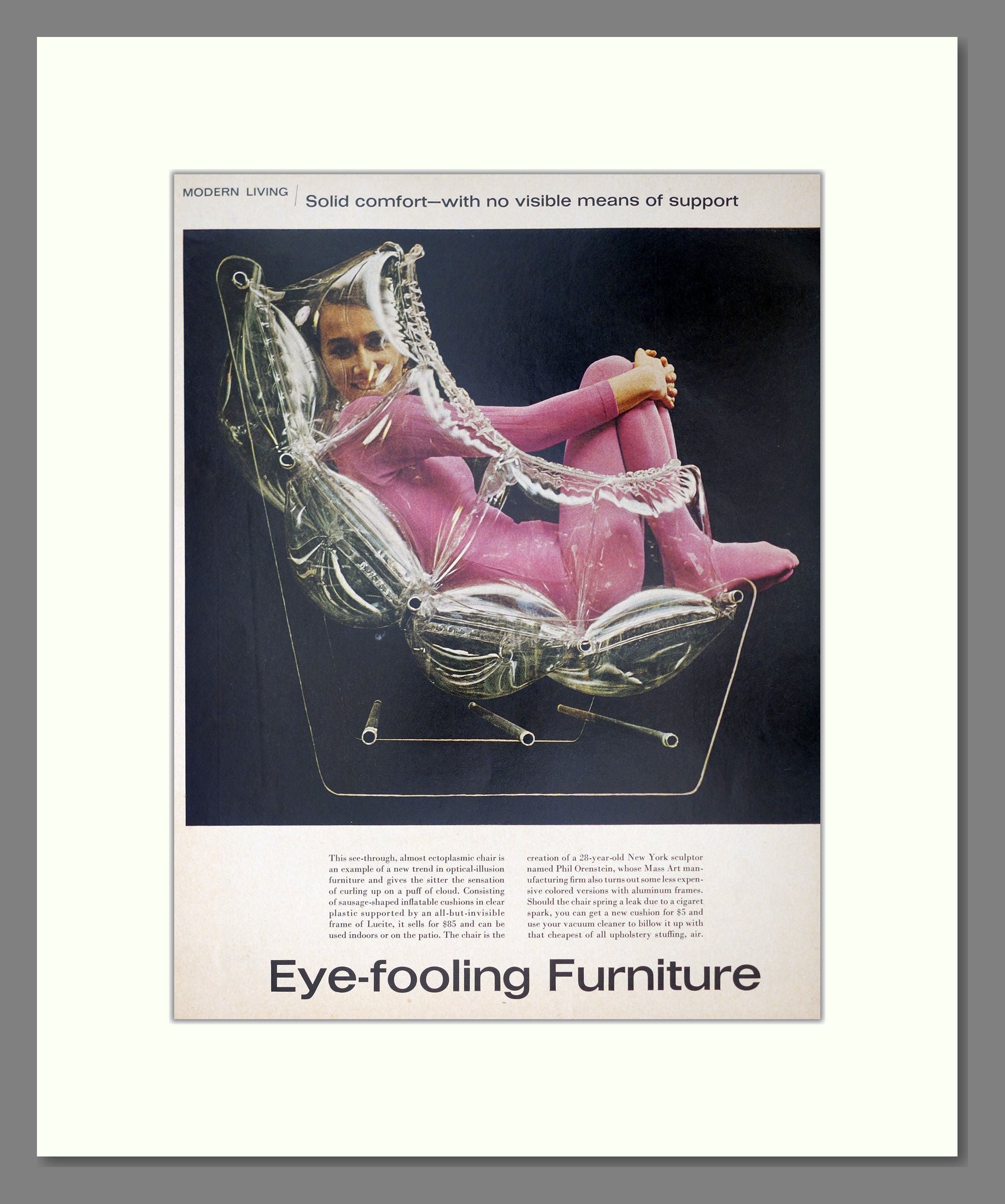 Phil Orenstein - Transparent Furniture Article. Vintage Advert 1967 (r ...