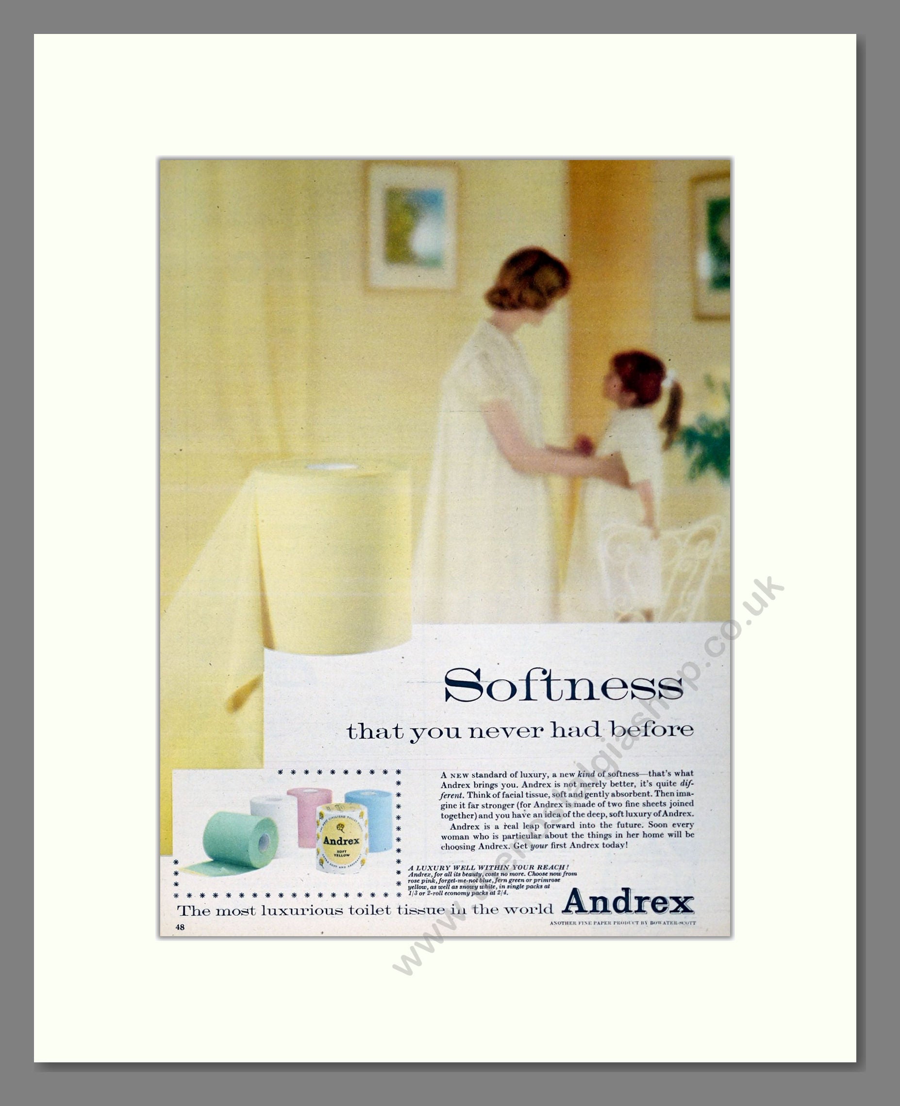 Andrex - Soft Yellow Toilet Tissue. Vintage Advert 1960 (ref AD302895 ...