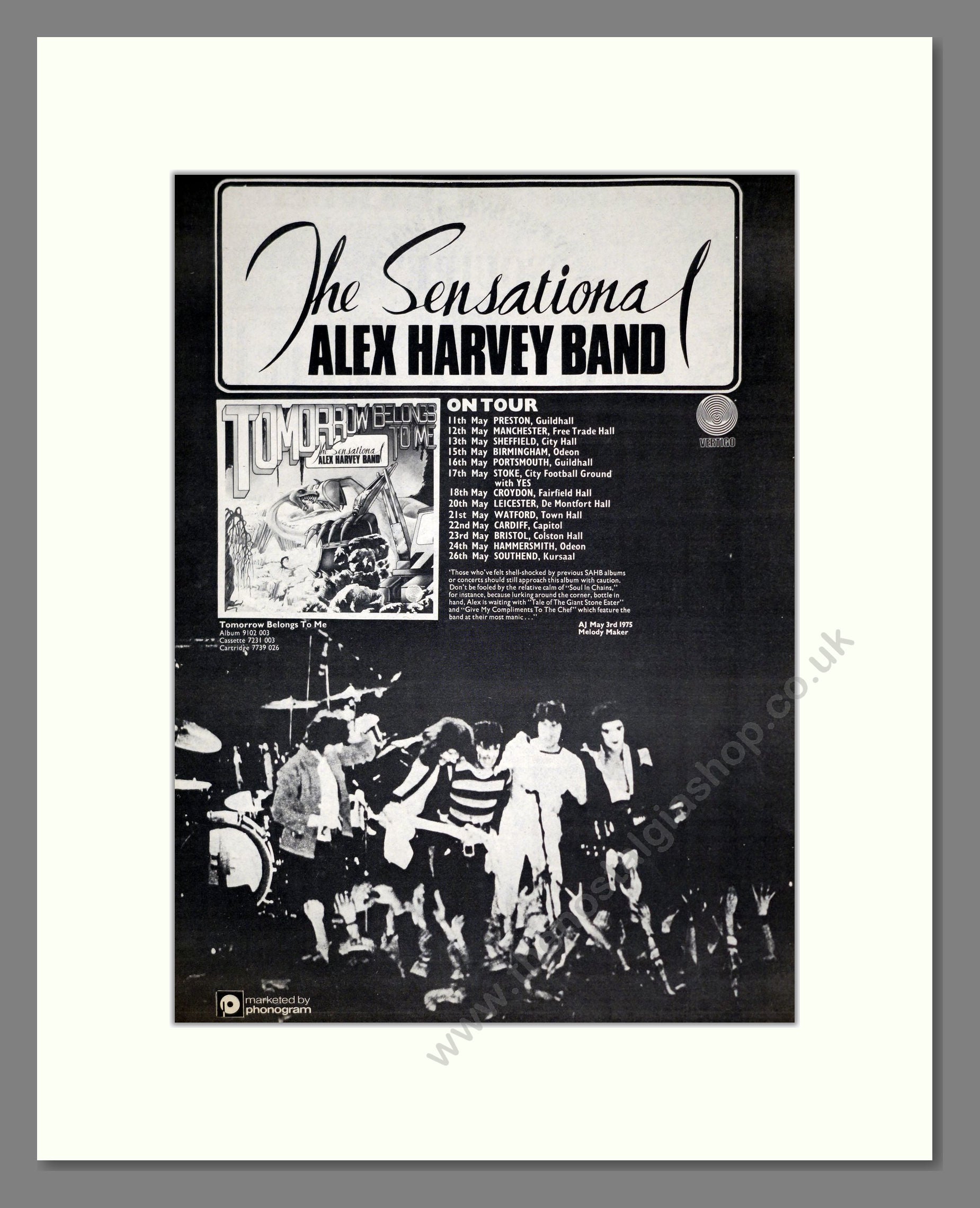 Alex Harvey Band - UK Tour. Vintage Advert 1975 (ref AD19942) – The ...
