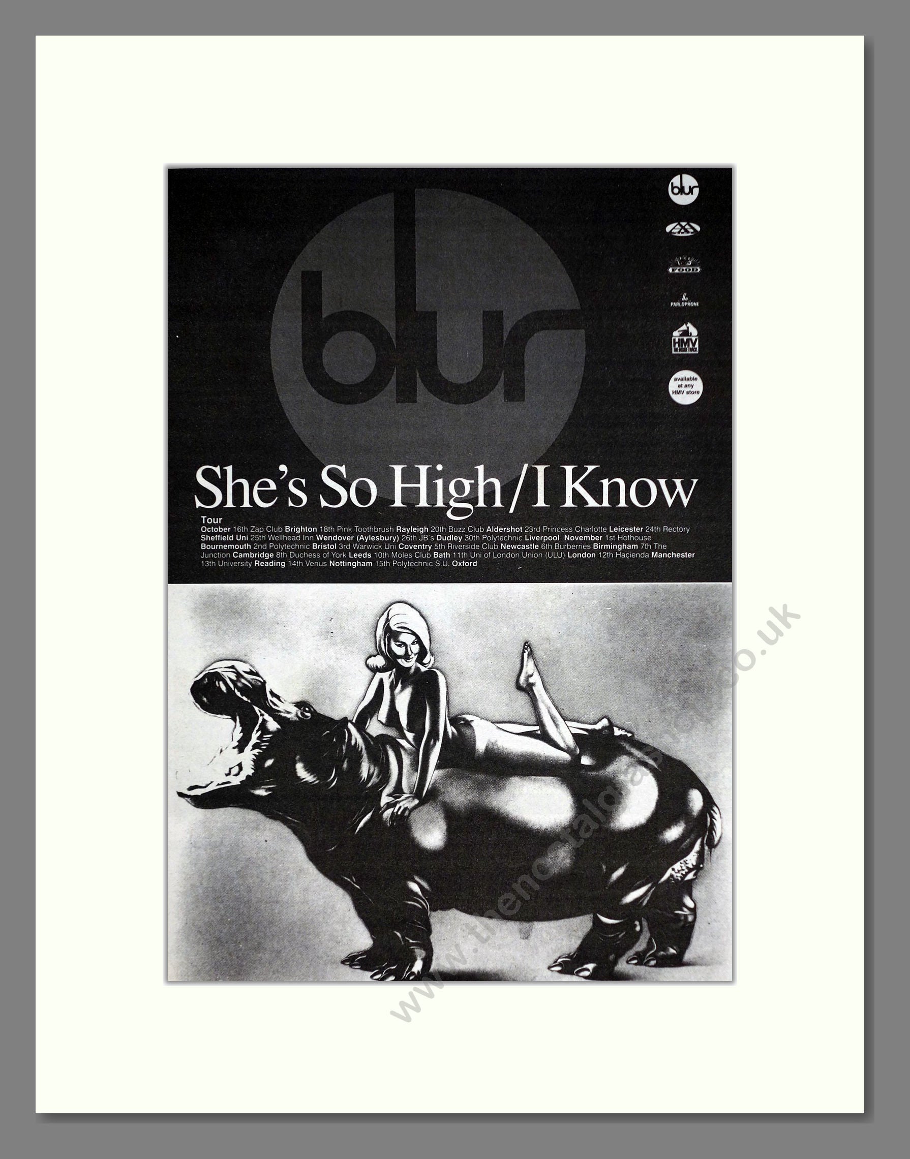 Blur - She's So High / I Know. Vintage Advert 1990 (ref AD63176) – The ...