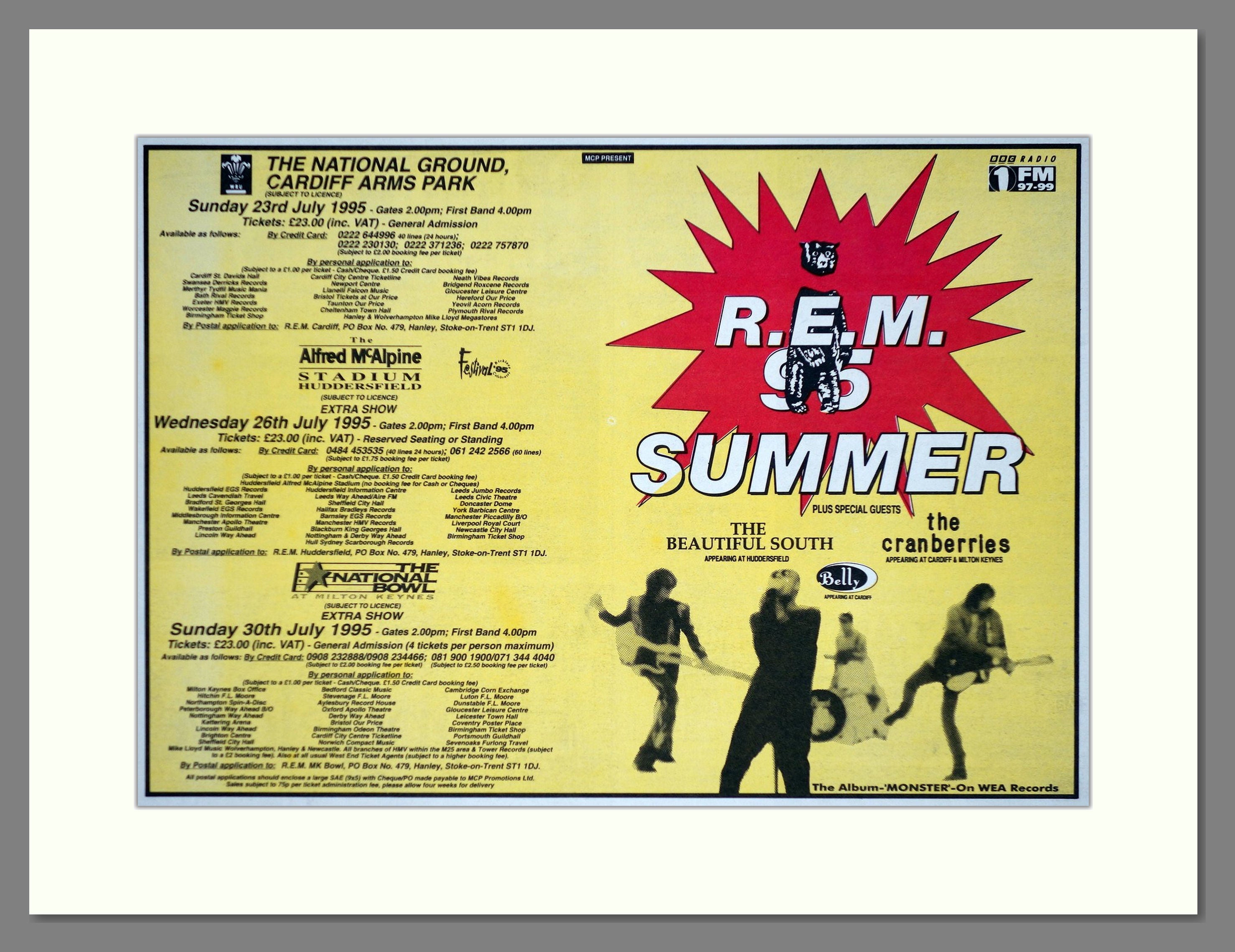 REM - Summer 95 Tour. Vintage Advert 1995 (ref AD63193) – The Nostalgia ...